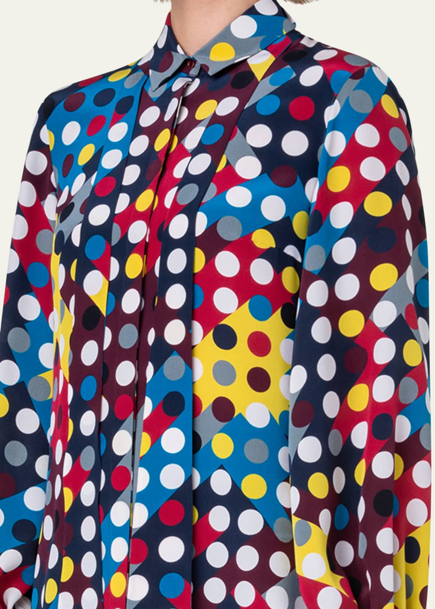 Akris punto Crepe De Chine Tie-Neck Blouse - Bergdorf Goodman