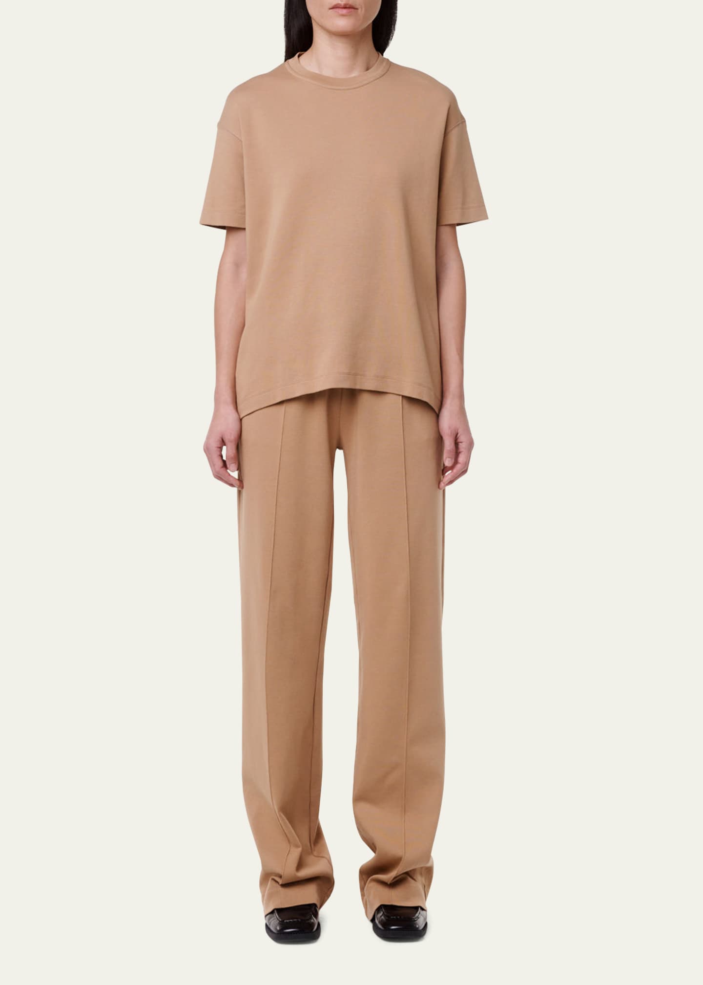Another Tomorrow Luxe Seamed Cotton Short Sleeve T-Shirt - Bergdorf Goodman