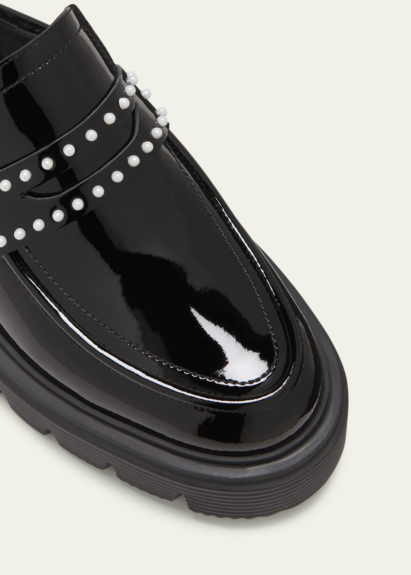 Stuart Weitzman Soho Patent Pearly Penny Loafer Mules - Bergdorf Goodman