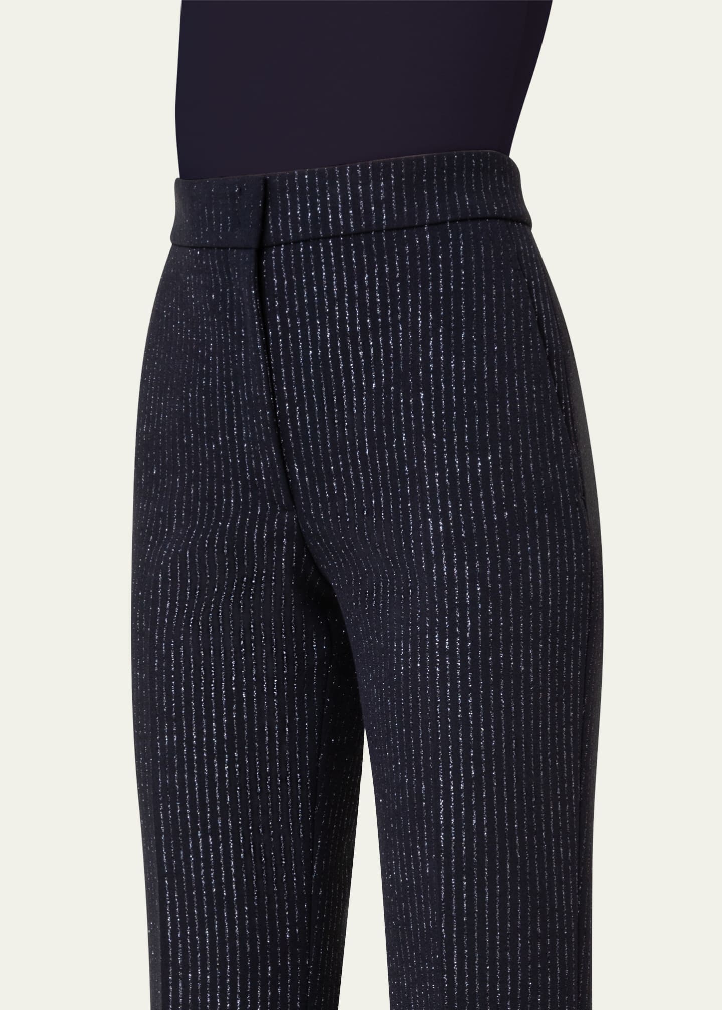 Akris punto Chio Metallic Pinstripe Pants - Bergdorf Goodman