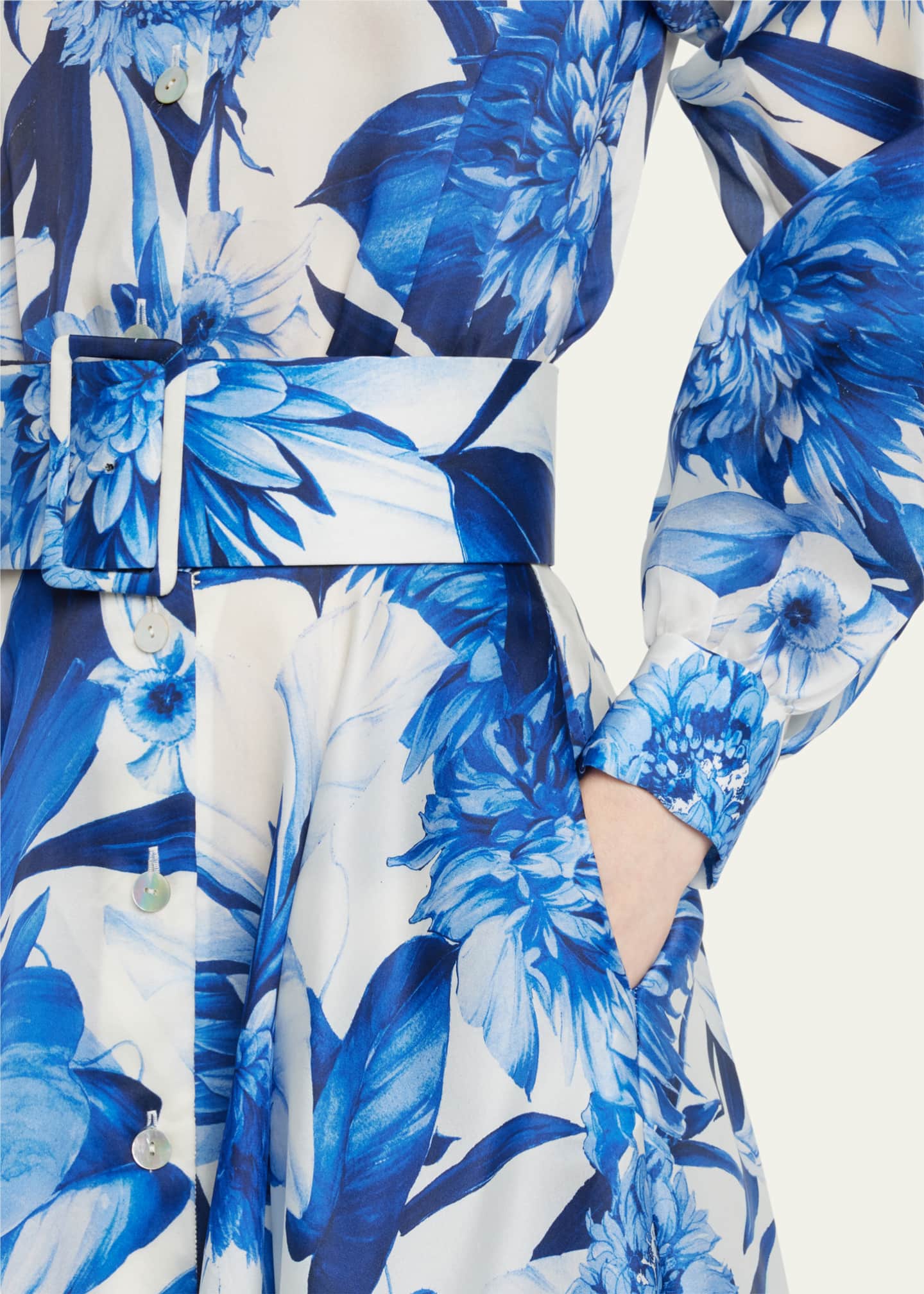 Naeem Khan Floral-Print Belted Trench Gown - Bergdorf Goodman