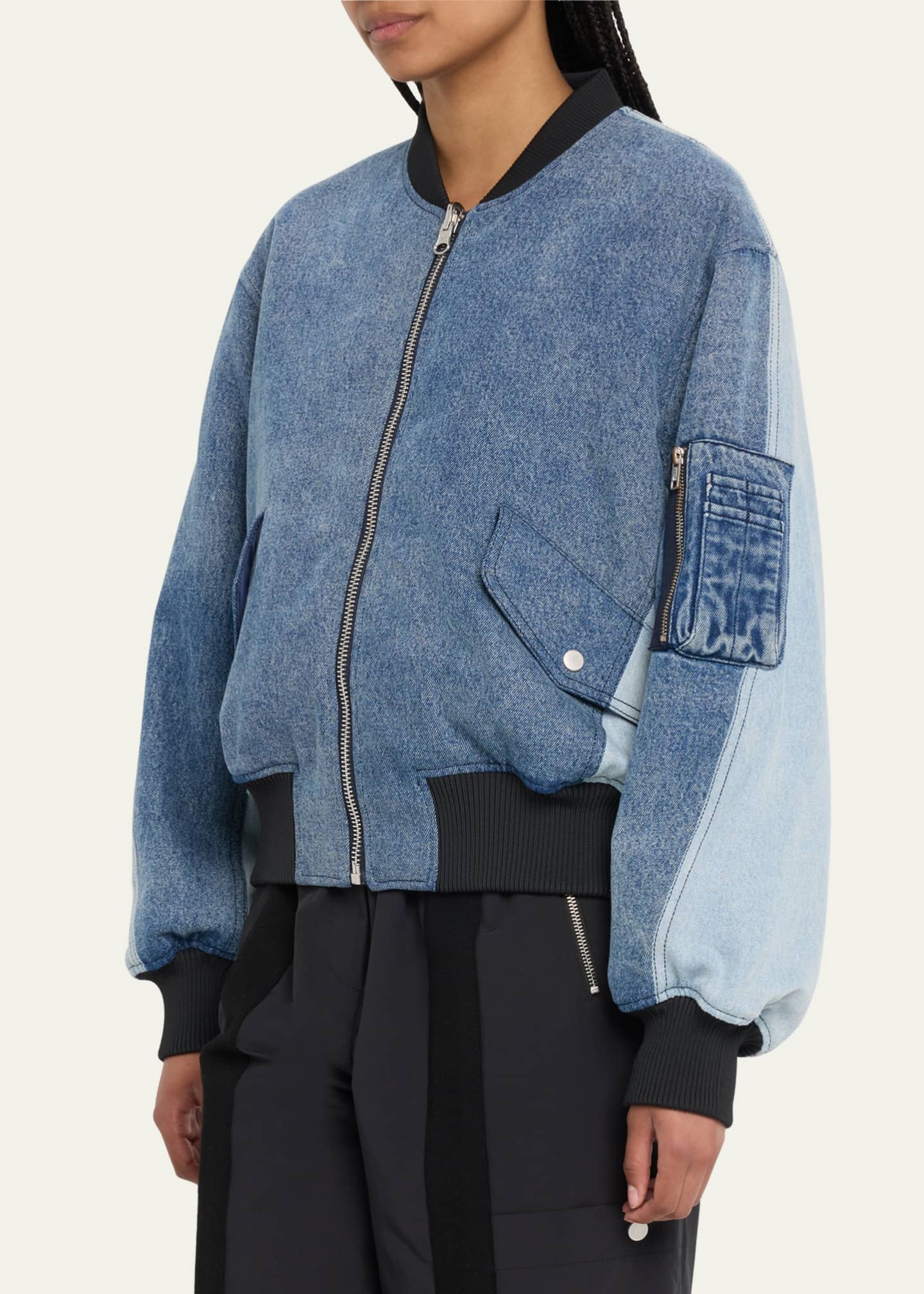3.1 Phillip Lim Multi-Tone Denim Reversible Bomber Jacket - Bergdorf ...