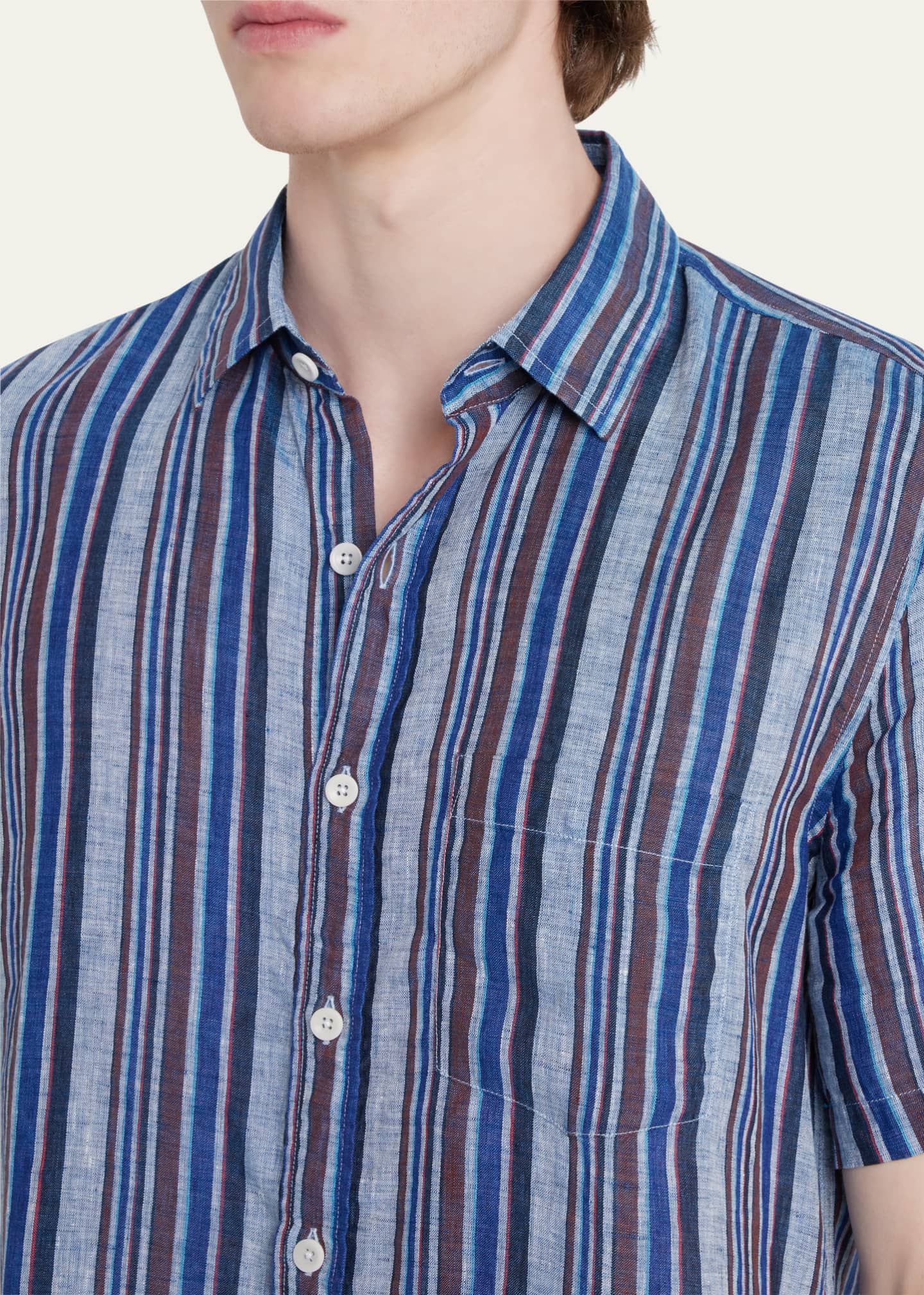 CORRIDOR Men's Vertical Striped Linen Sport Shirt - Bergdorf Goodman