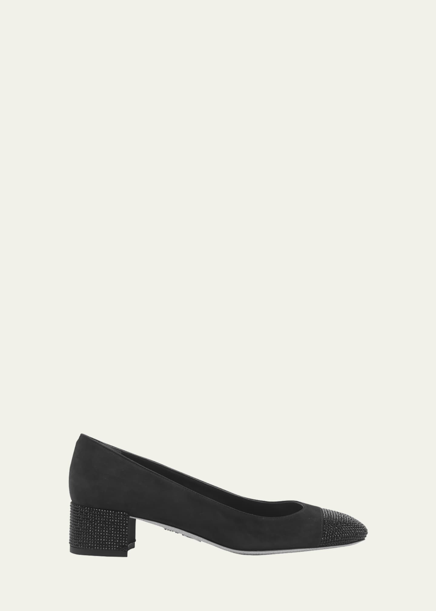 Rene Caovilla Suede Crystal Cap-Toe Pumps - Bergdorf Goodman