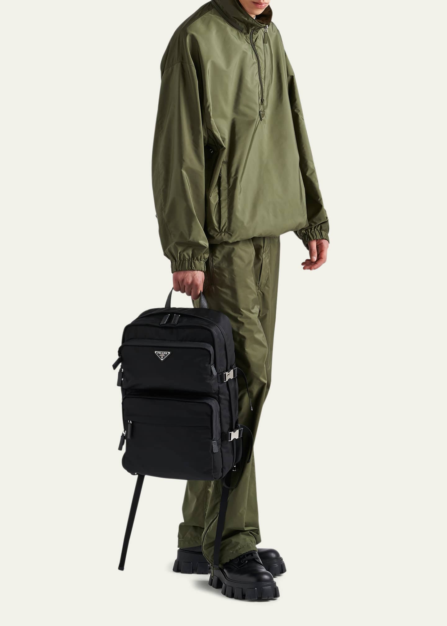 Prada Men's Saffiano Leather and Nylon Backpack - Bergdorf Goodman
