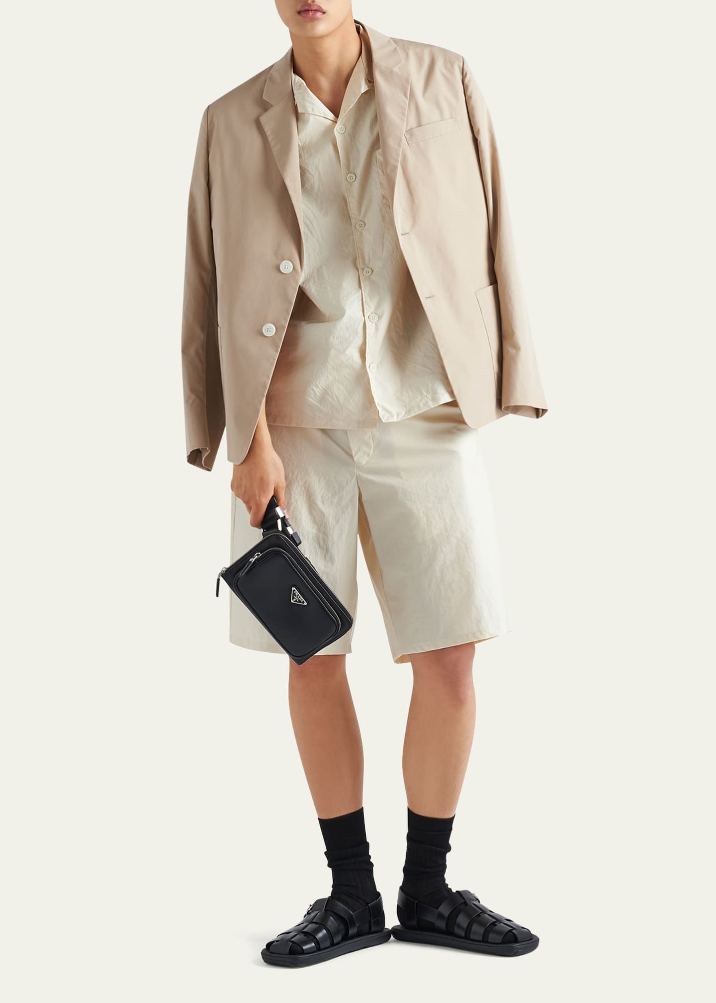 Prada Men's Triangle Logo Leather Crossbody Bag - Bergdorf Goodman