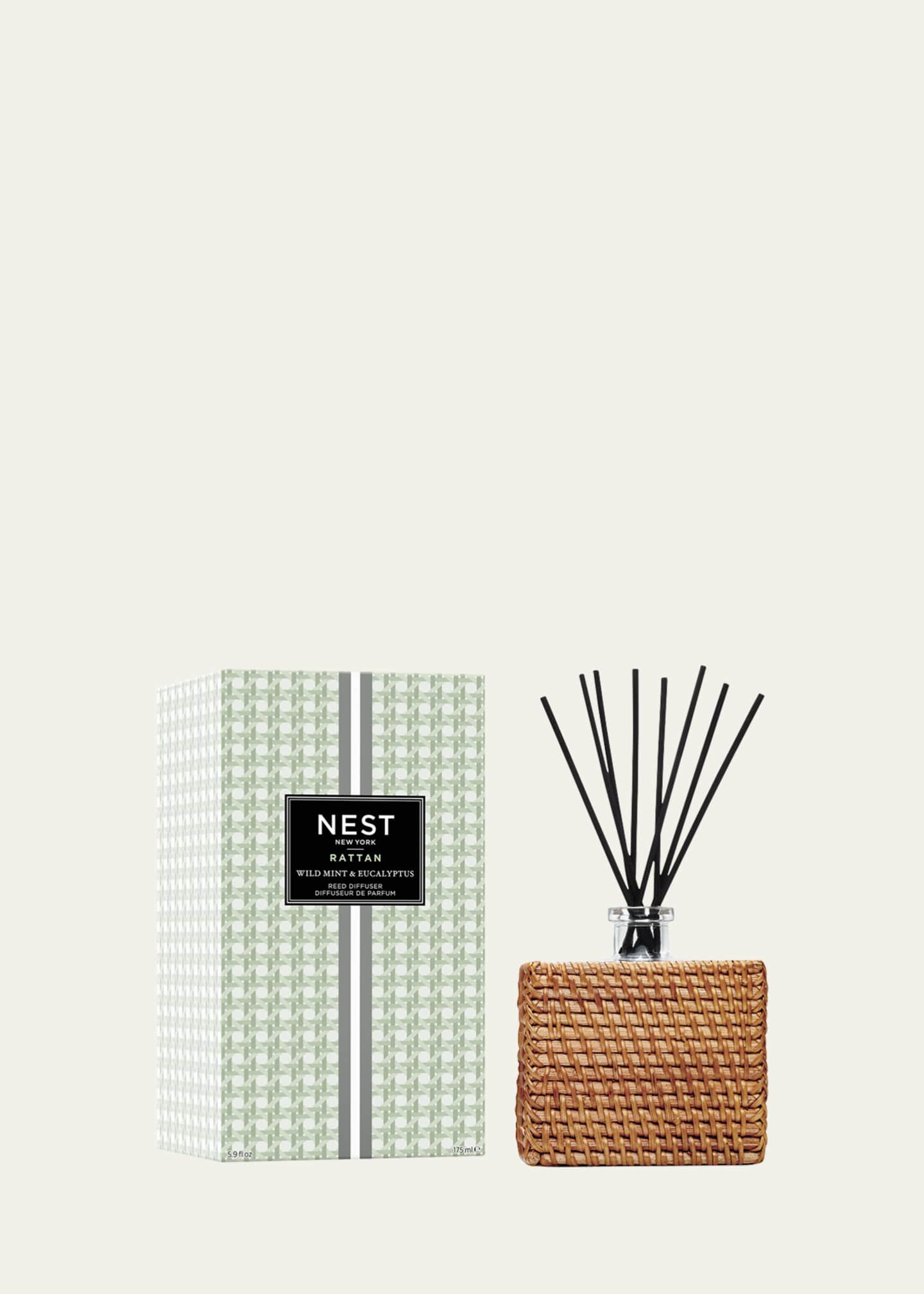 NEST New York Rattan Wild Mint and Eucalyptus Reed Diffuser, 5.9 oz ...