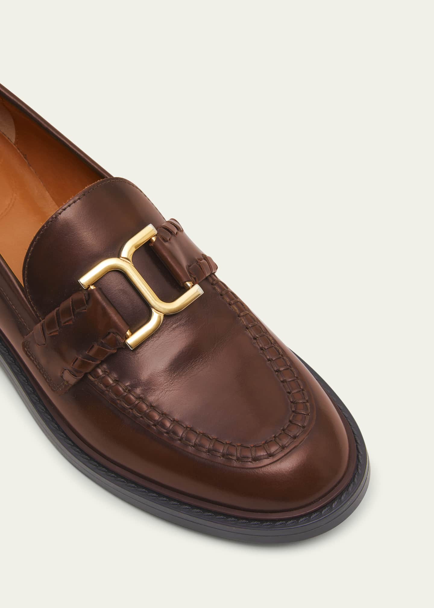 Chloe Marcie Leather Chain Loafers - Bergdorf Goodman