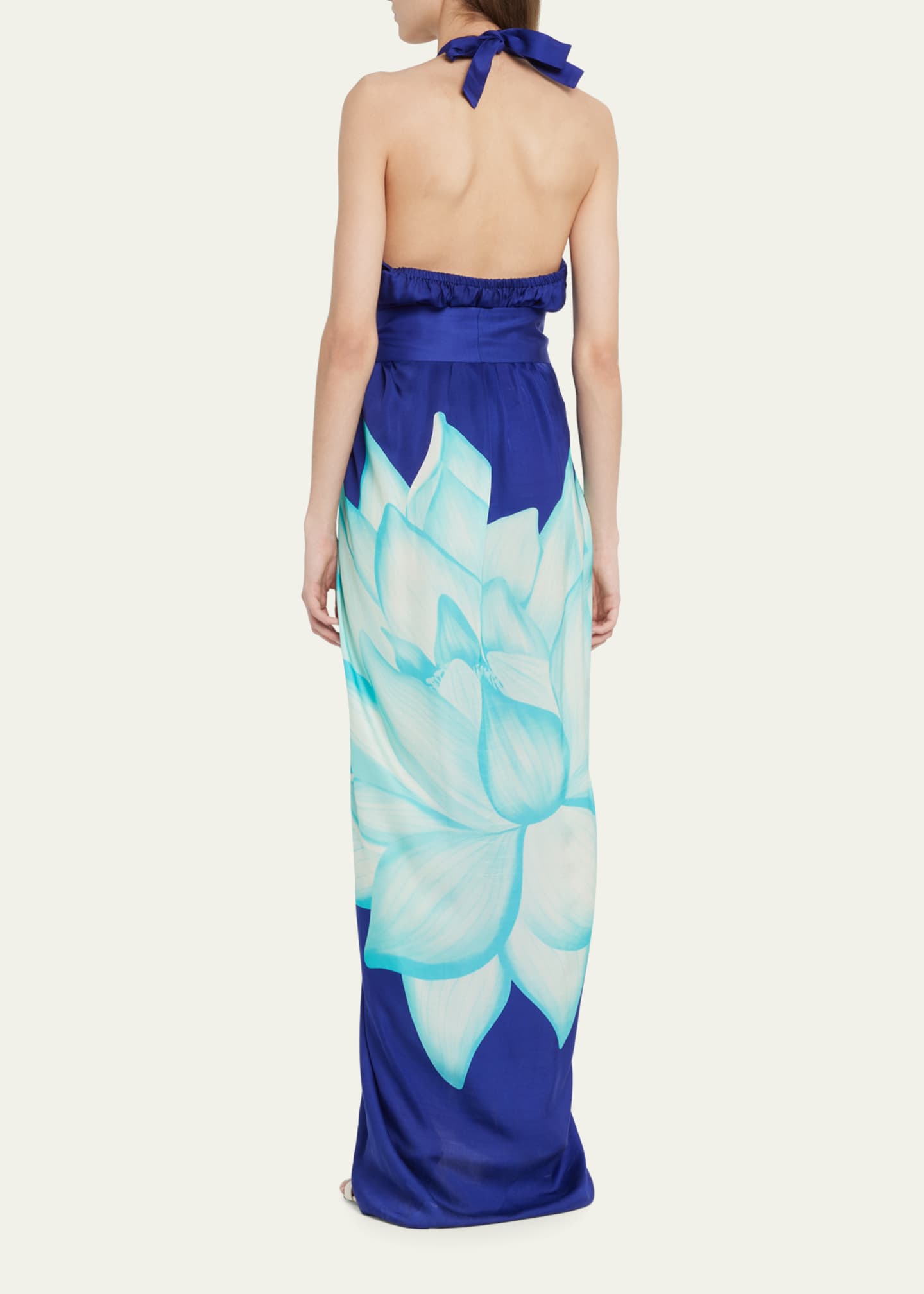 Verandah Lotus Plunge-Neck Draped Gown - Bergdorf Goodman