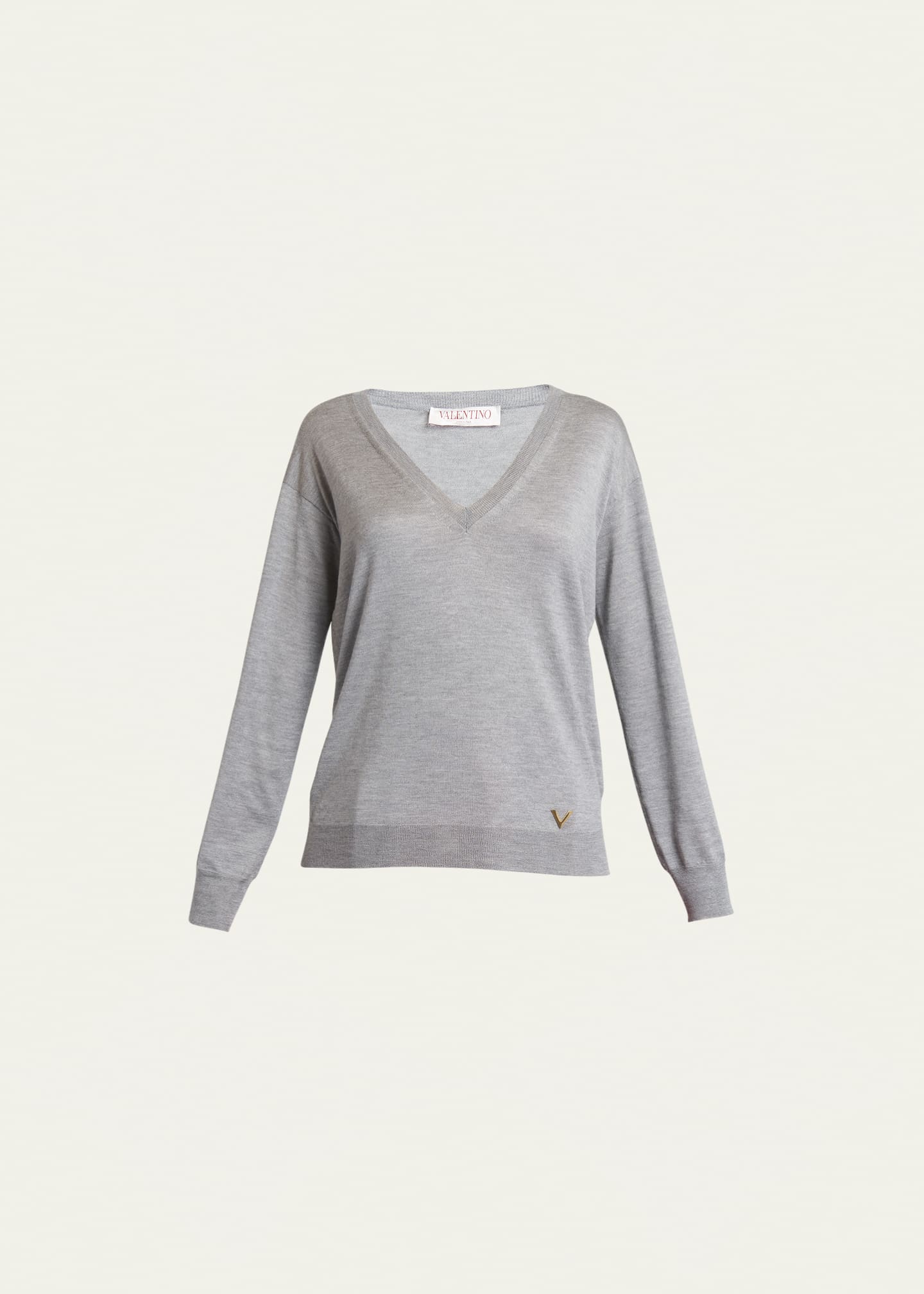 Valentino Garavani V Neck Long-Sleeve Cashmere Sweater - Bergdorf Goodman