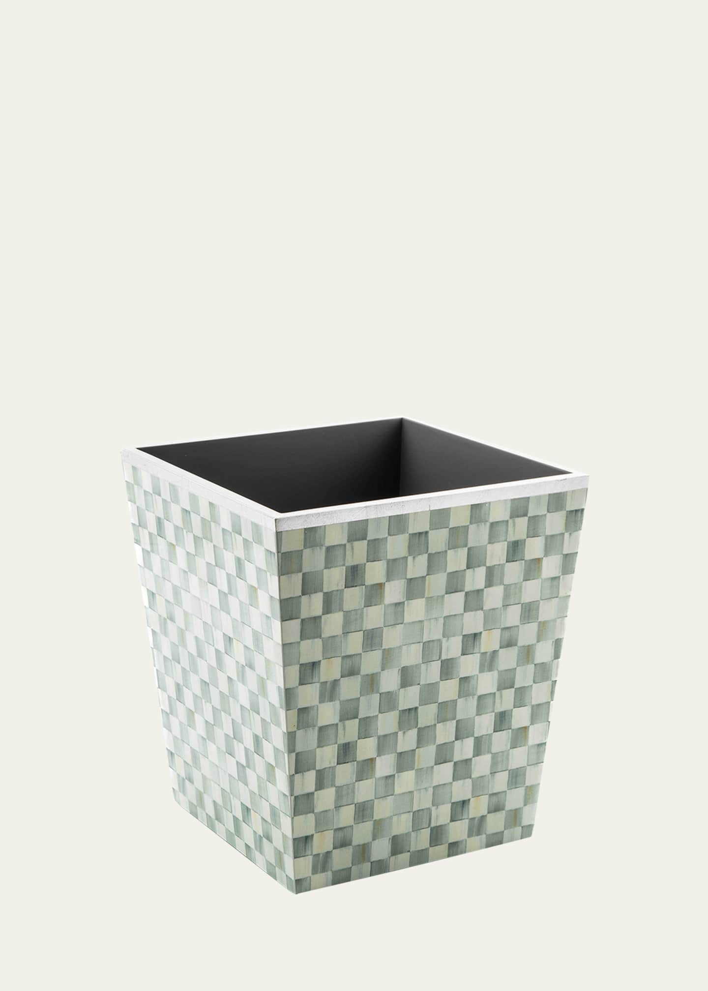MacKenzie-Childs Sterling Check Lacquer Waste Bin - Bergdorf Goodman