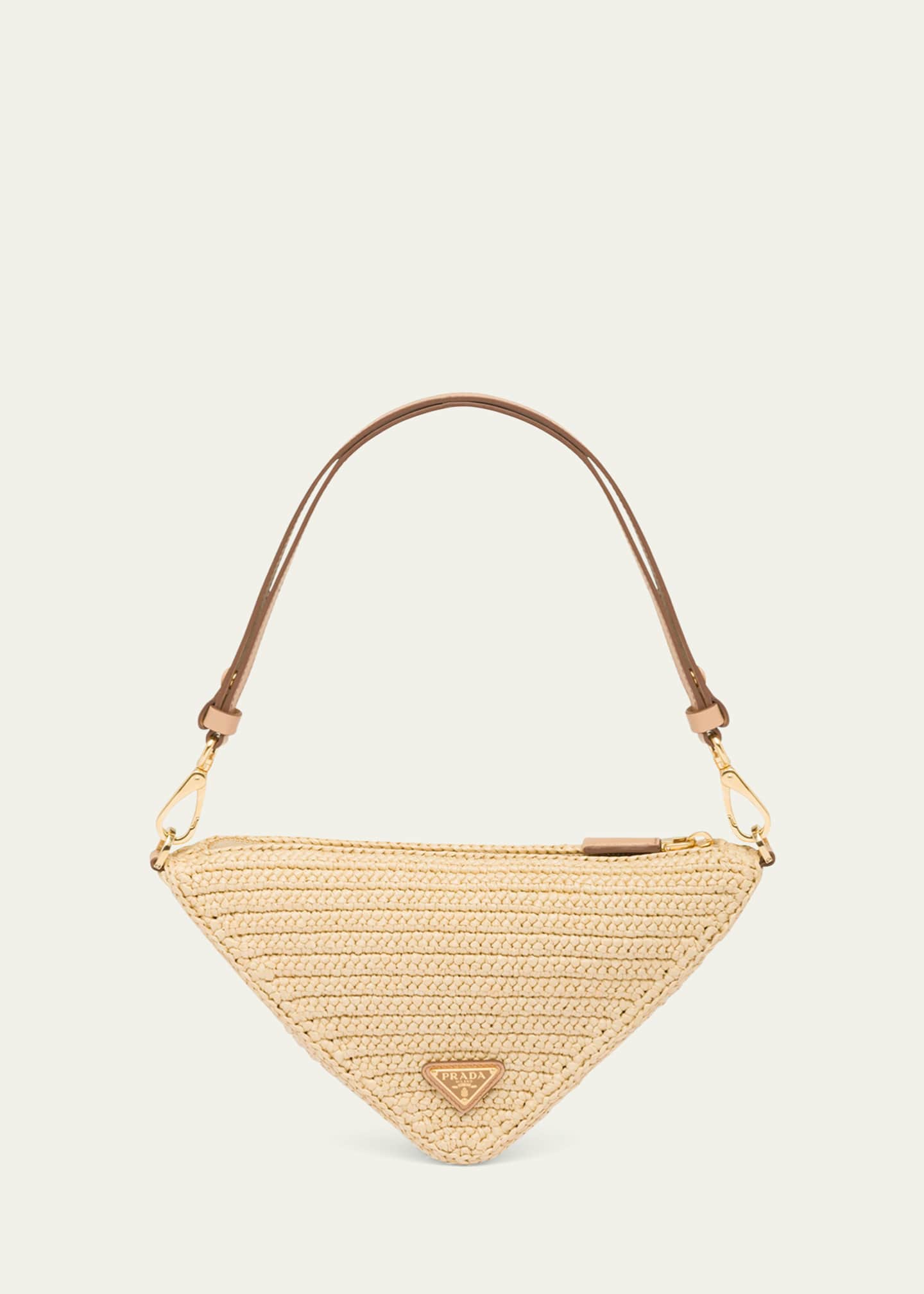 Prada Triangle Raffia Pouch Top-Handle Bag - Bergdorf Goodman