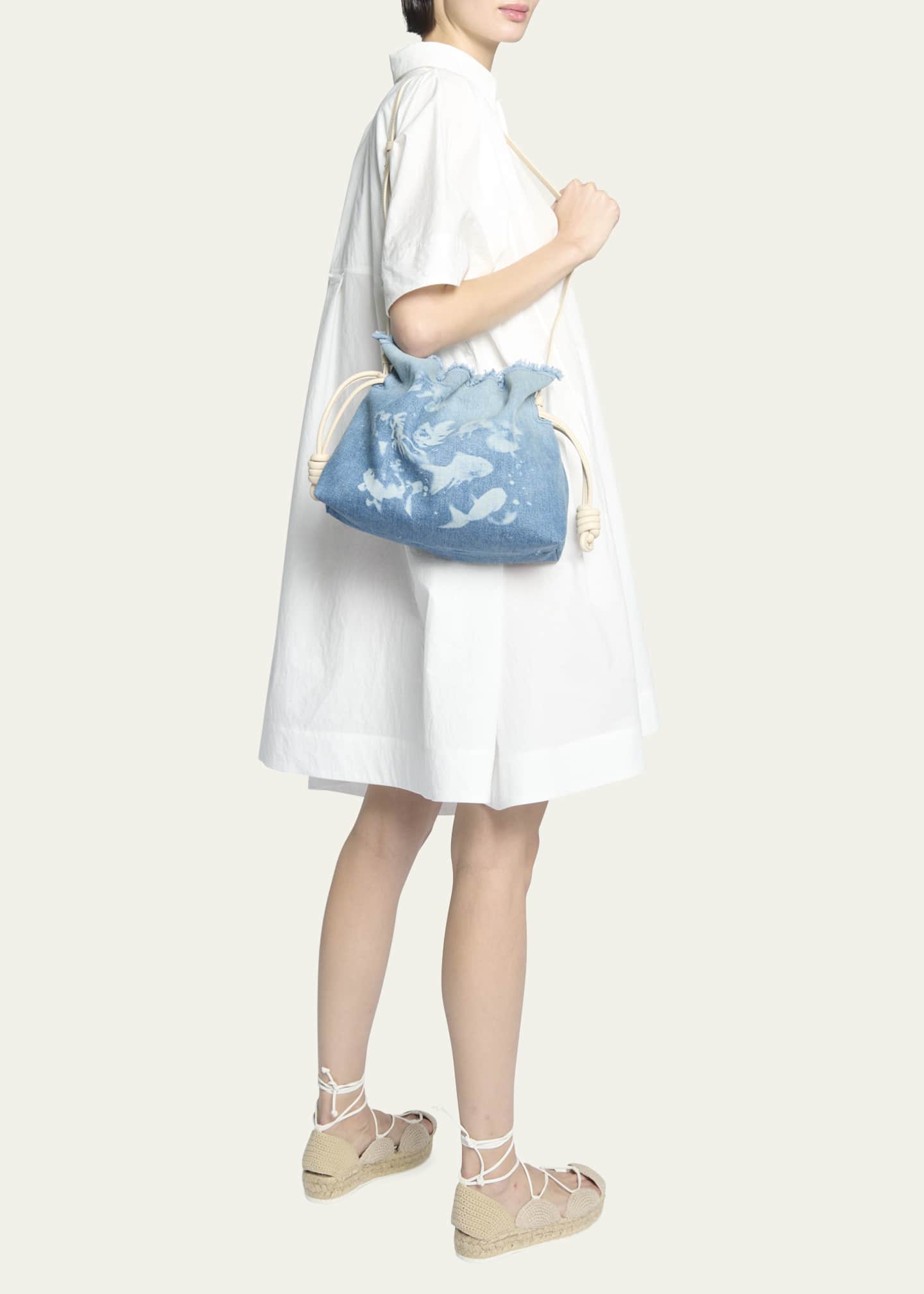 Loewe Flamenco Fish-Print Denim Clutch Bag - Bergdorf Goodman