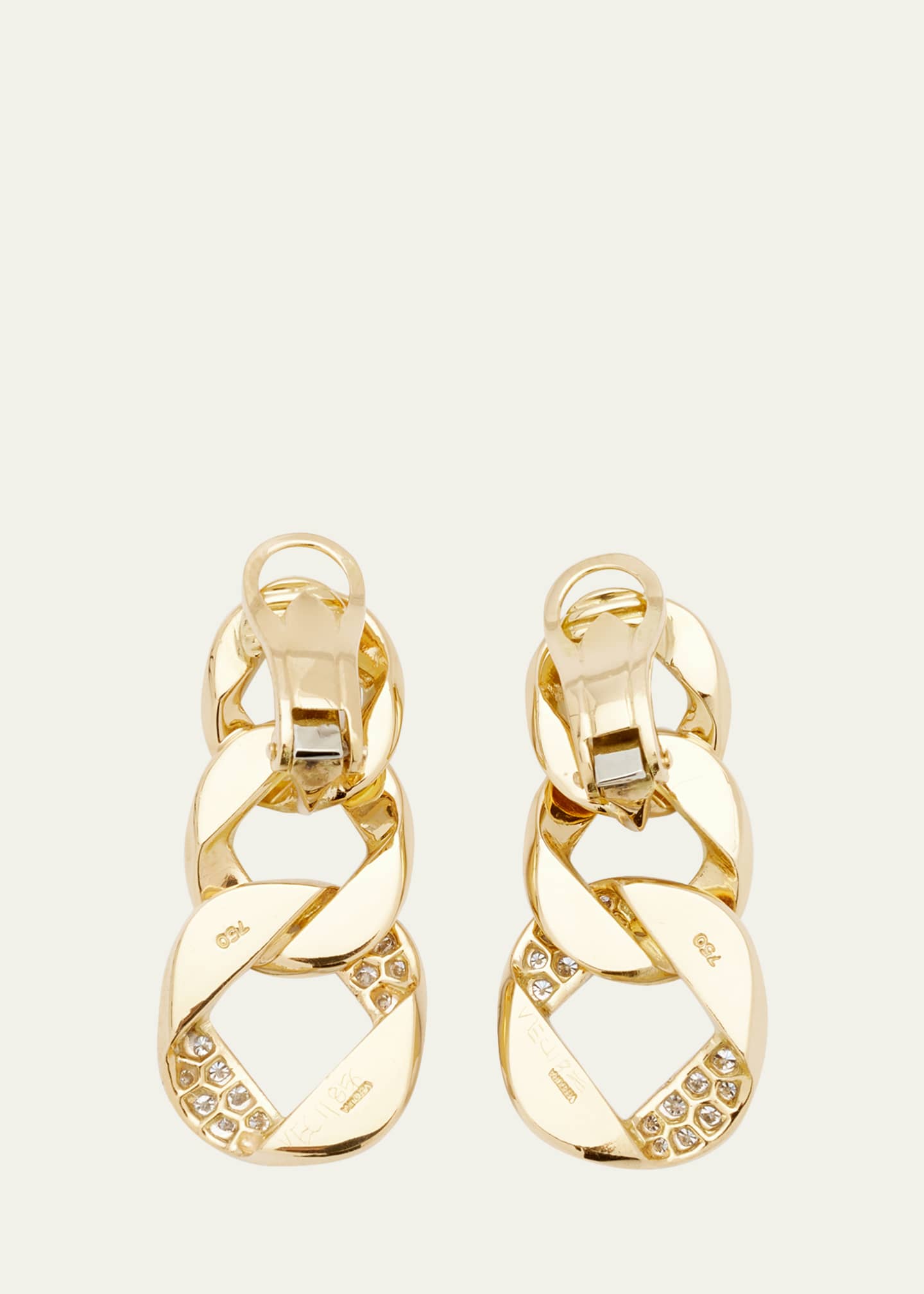 Verdura 18k Yellow Gold, Platinum and Diamond Piccolo Curb Link Ear ...