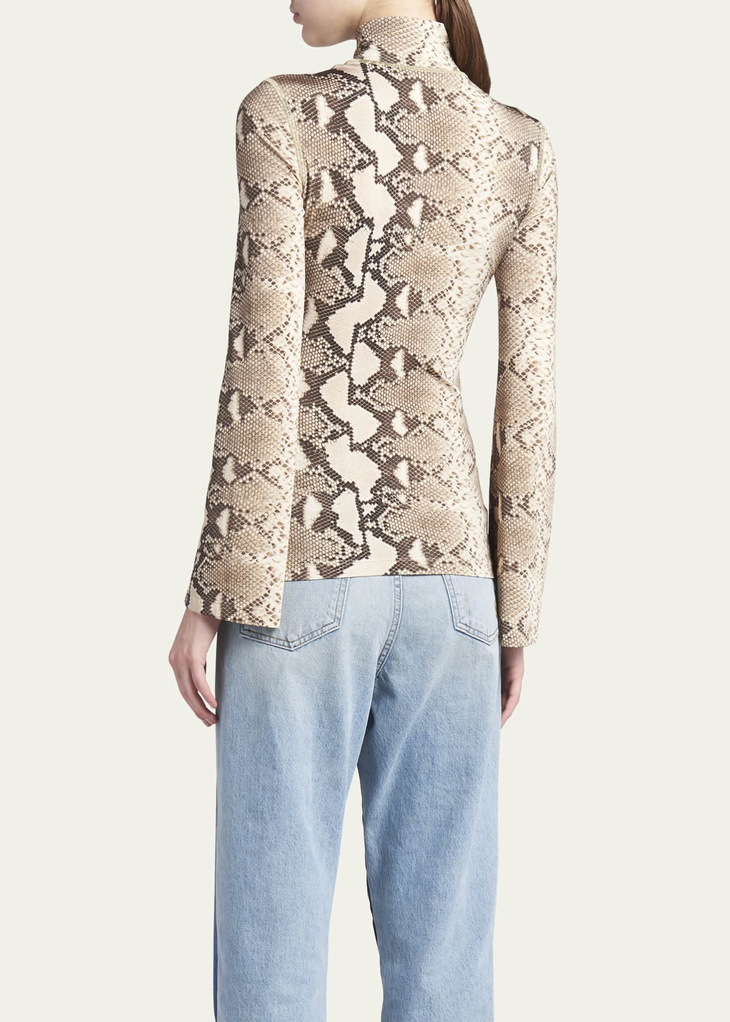 Stella McCartney Phyton Snake Print Jersey Top with Flare Sleeves ...
