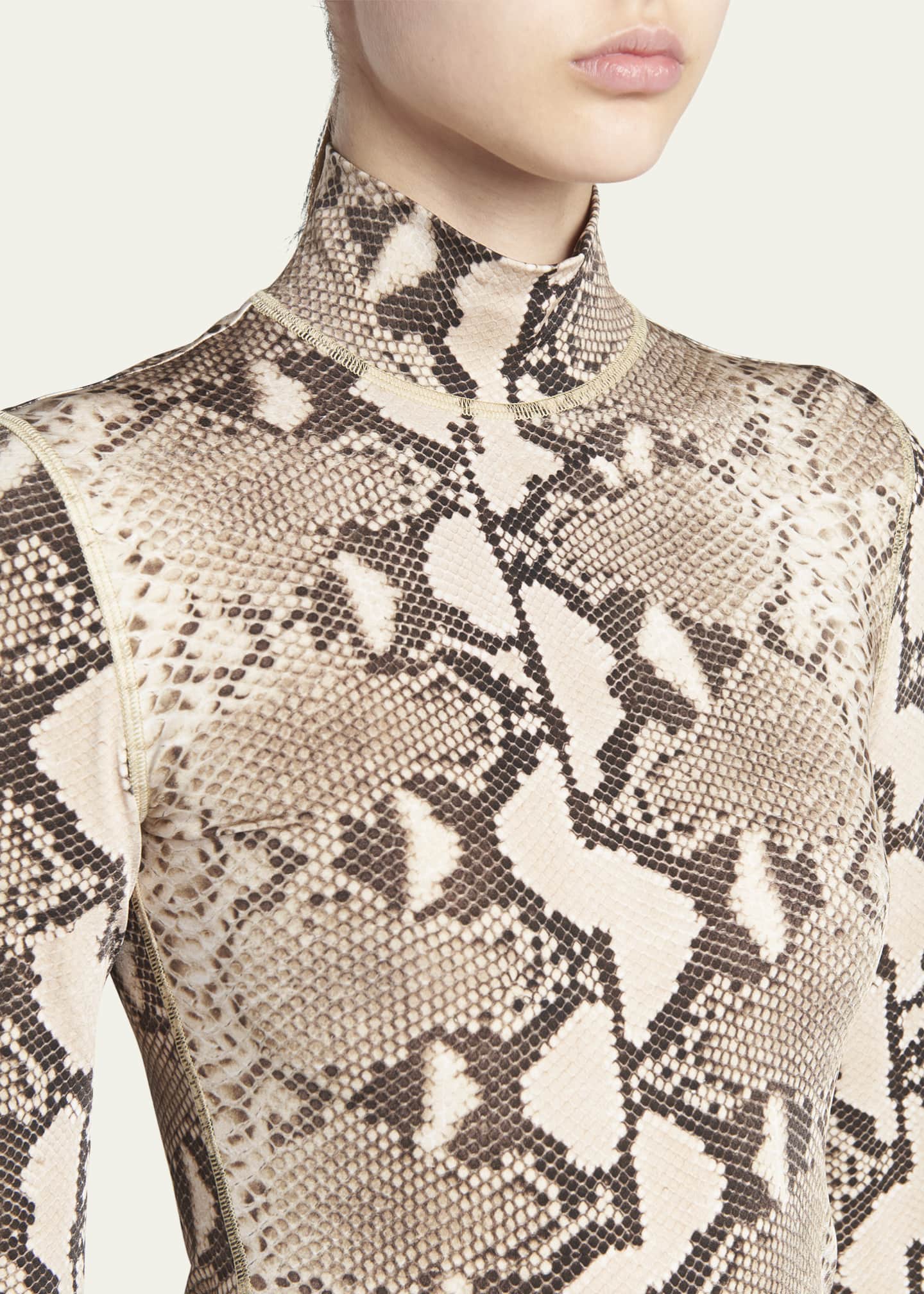 Stella McCartney Phyton Snake Print Jersey Top with Flare Sleeves ...