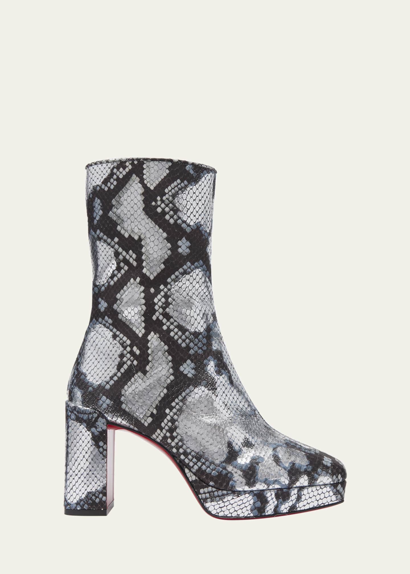 Christian Louboutin Alleo 90 Red Sole Snake-Embossed Booties - Bergdorf ...