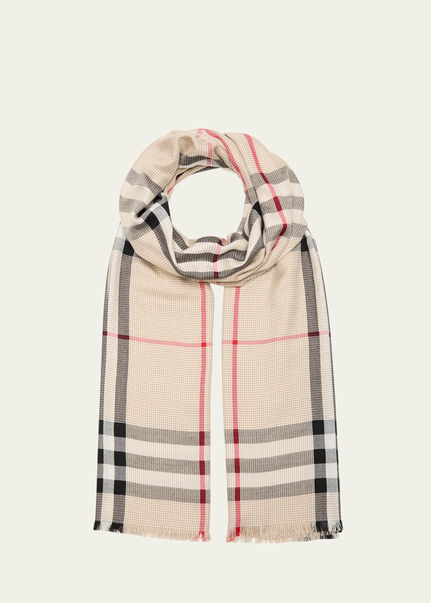 Burberry Giant Check Gingham Silk-Cashmere Scarf - Bergdorf Goodman