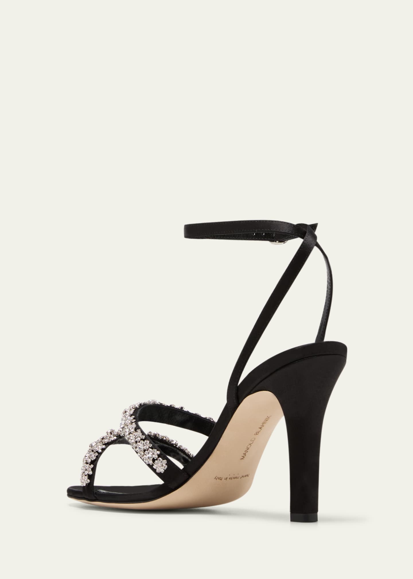 Manolo Blahnik Vedada Satin Crystal Ankle-Strap Sandals - Bergdorf Goodman