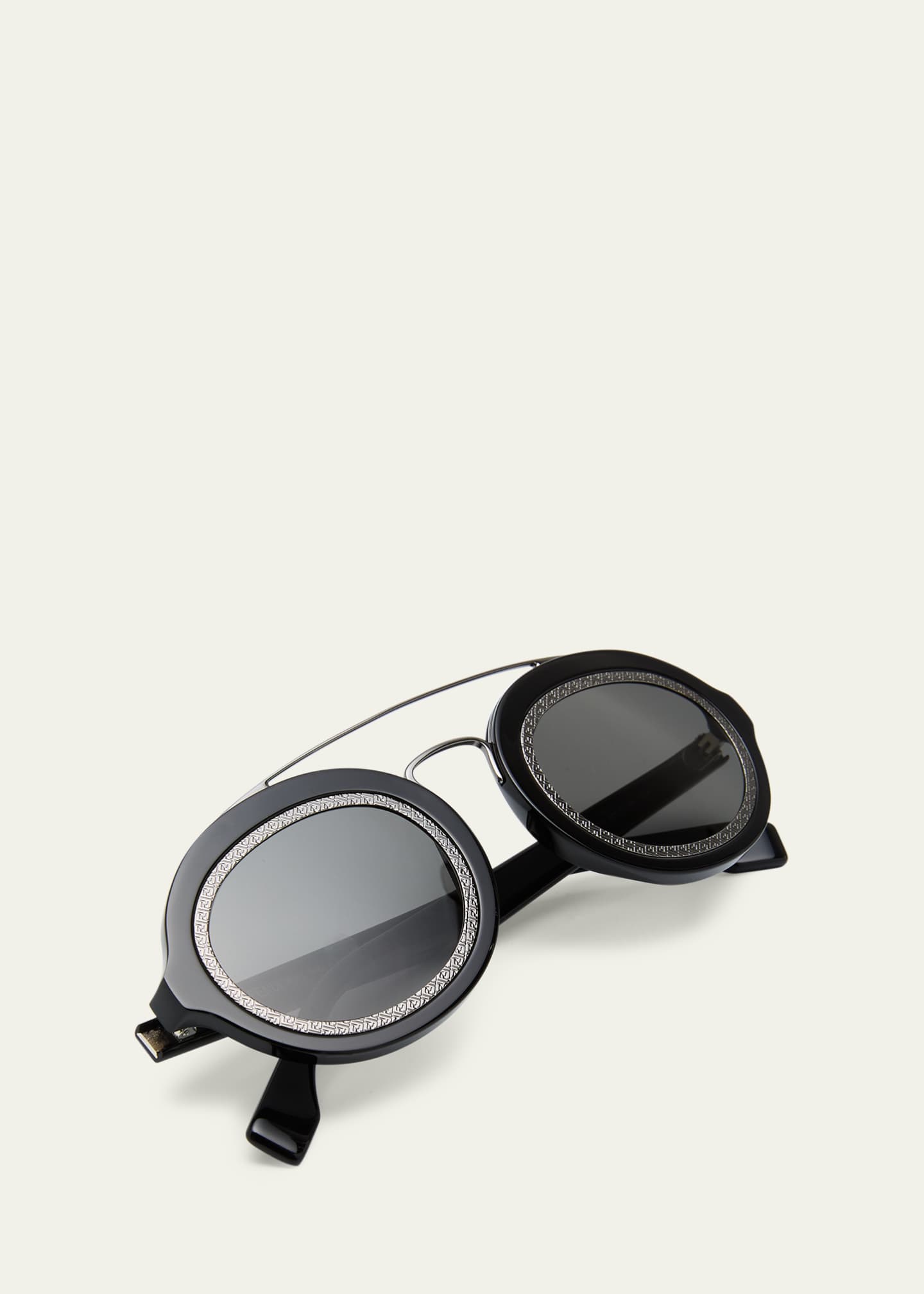 Fendi Mens Acetate Double Bridge Oval Sunglasses Bergdorf Goodman