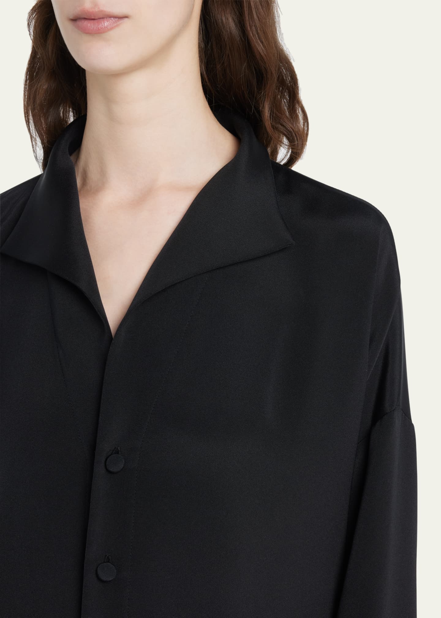 Eskandar Wide Aline Shirt With Open Standup Collar Long Plus - Bergdorf ...