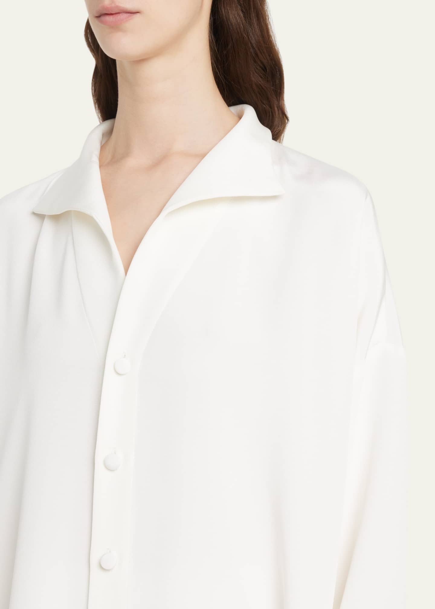 Eskandar Wide Aline Shirt With Open Standup Collar Long Plus - Bergdorf ...