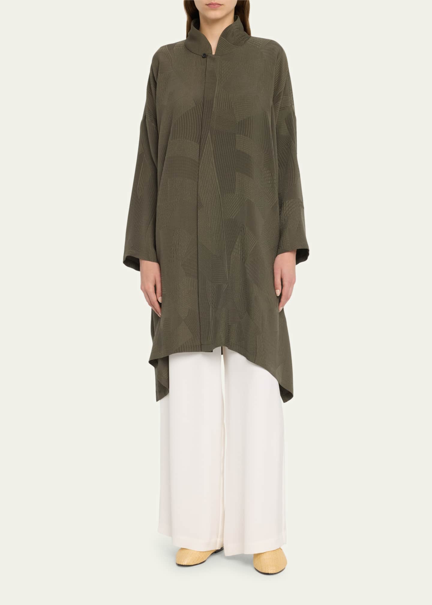 Eskandar Wide Aline Shirt With Chinese Collar Very Long With Slits ...