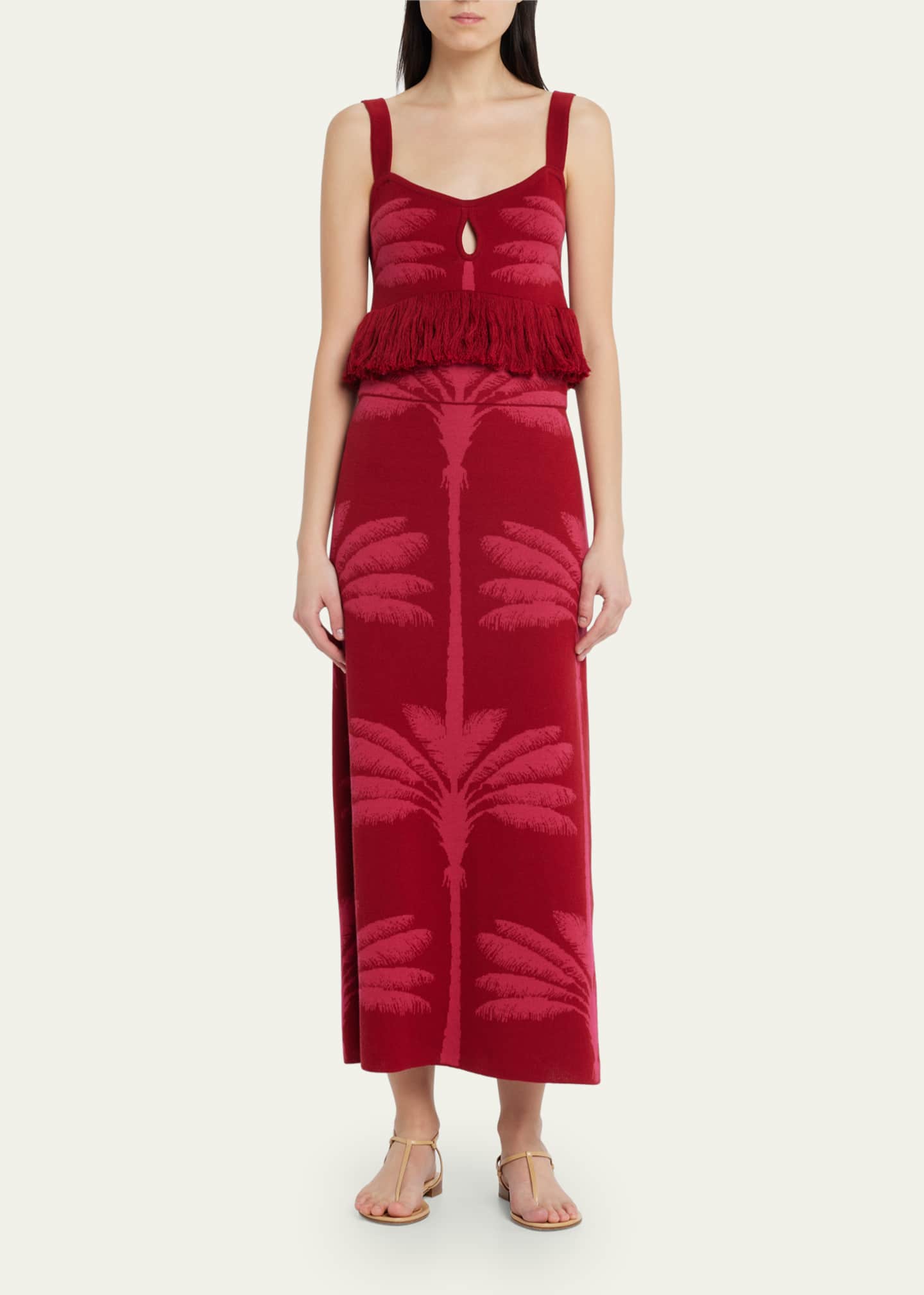 Johanna Ortiz Nativa Titica Intarsia-Knit Midi Skirt with Palm Tree ...