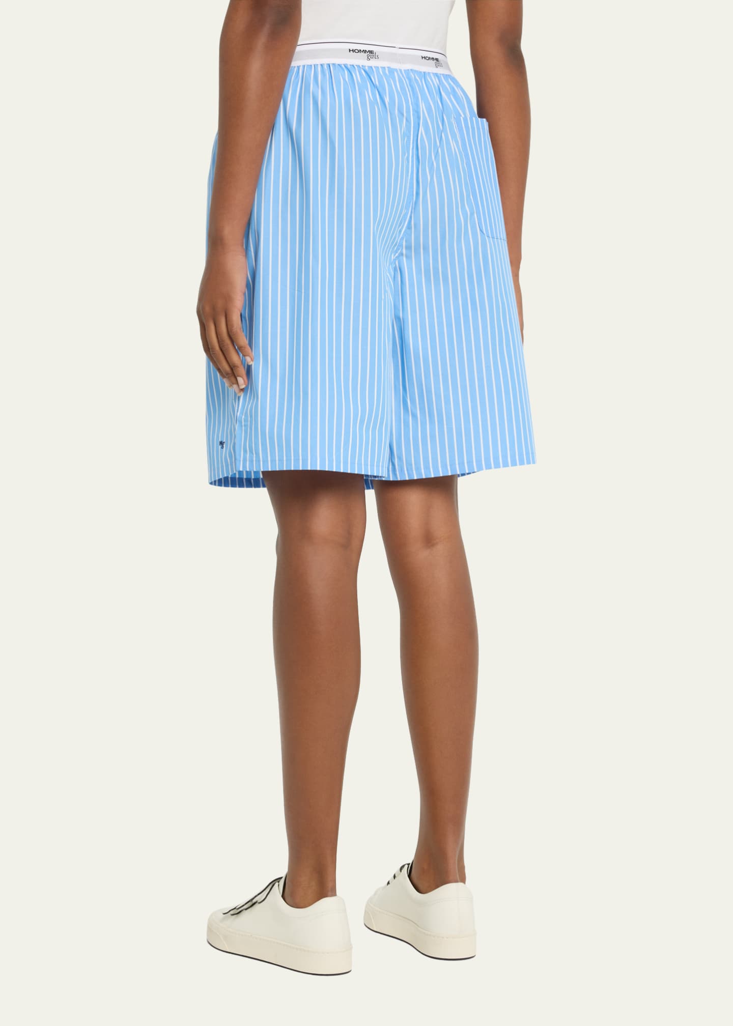 HOMMEGIRLS Striped Logo-Band Boxer Basketball Shorts - Bergdorf Goodman