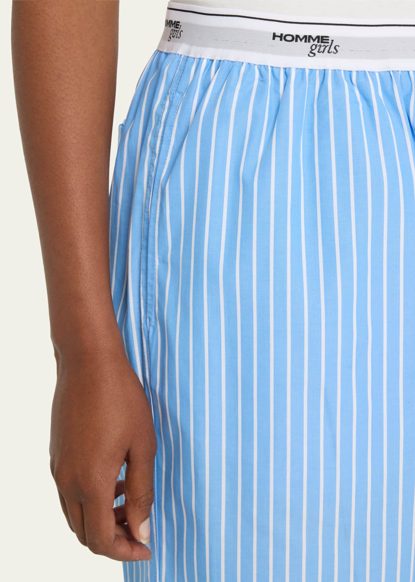 HOMMEGIRLS Striped Logo-Band Boxer Basketball Shorts - Bergdorf Goodman