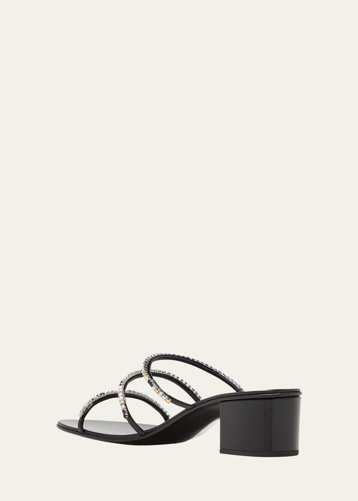 Giuseppe Zanotti Crystal Trio Patent Slide Sandals - Bergdorf Goodman