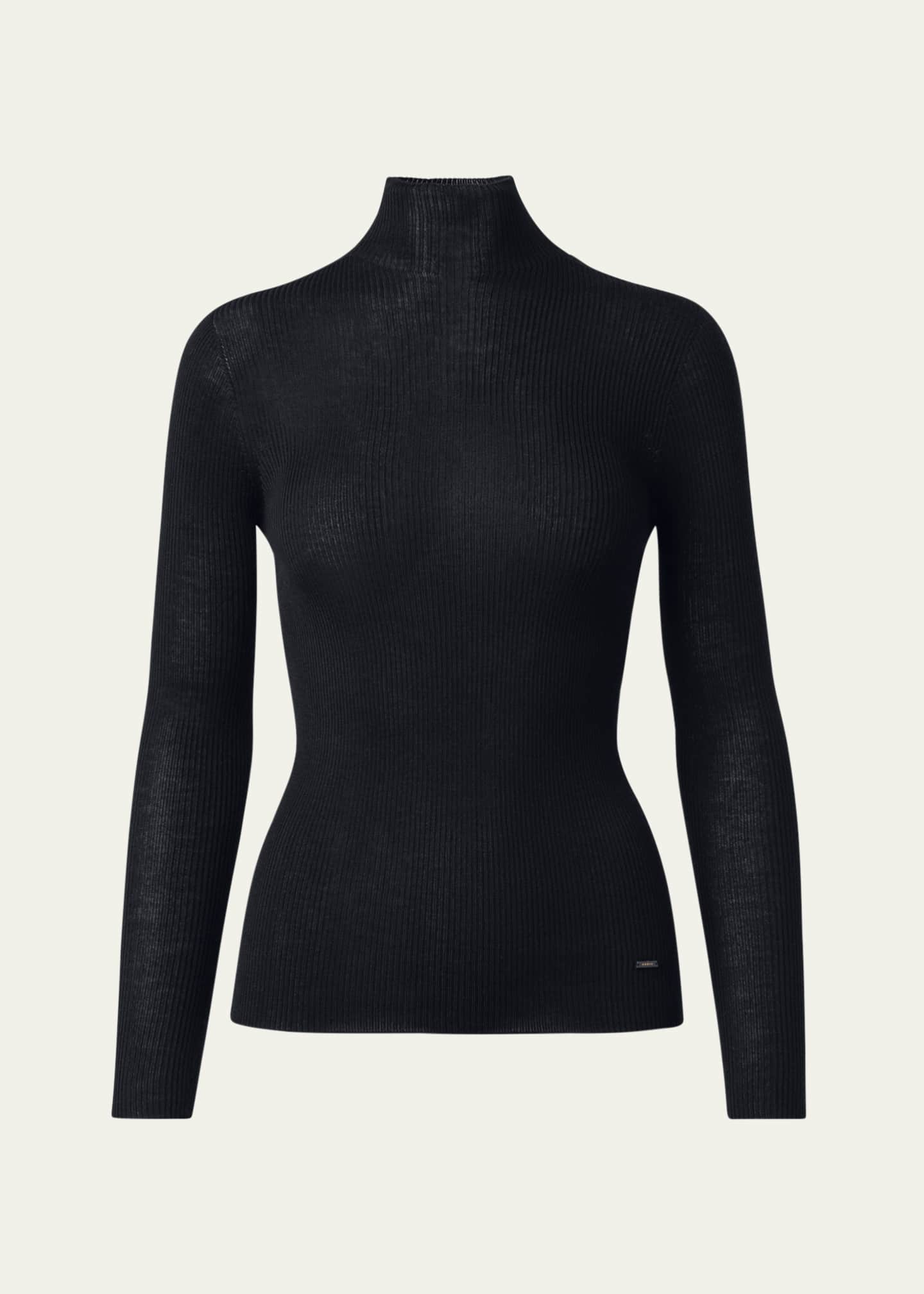 Akris Cashmere-Silk Fine Ribbed Knit Pullover - Bergdorf Goodman
