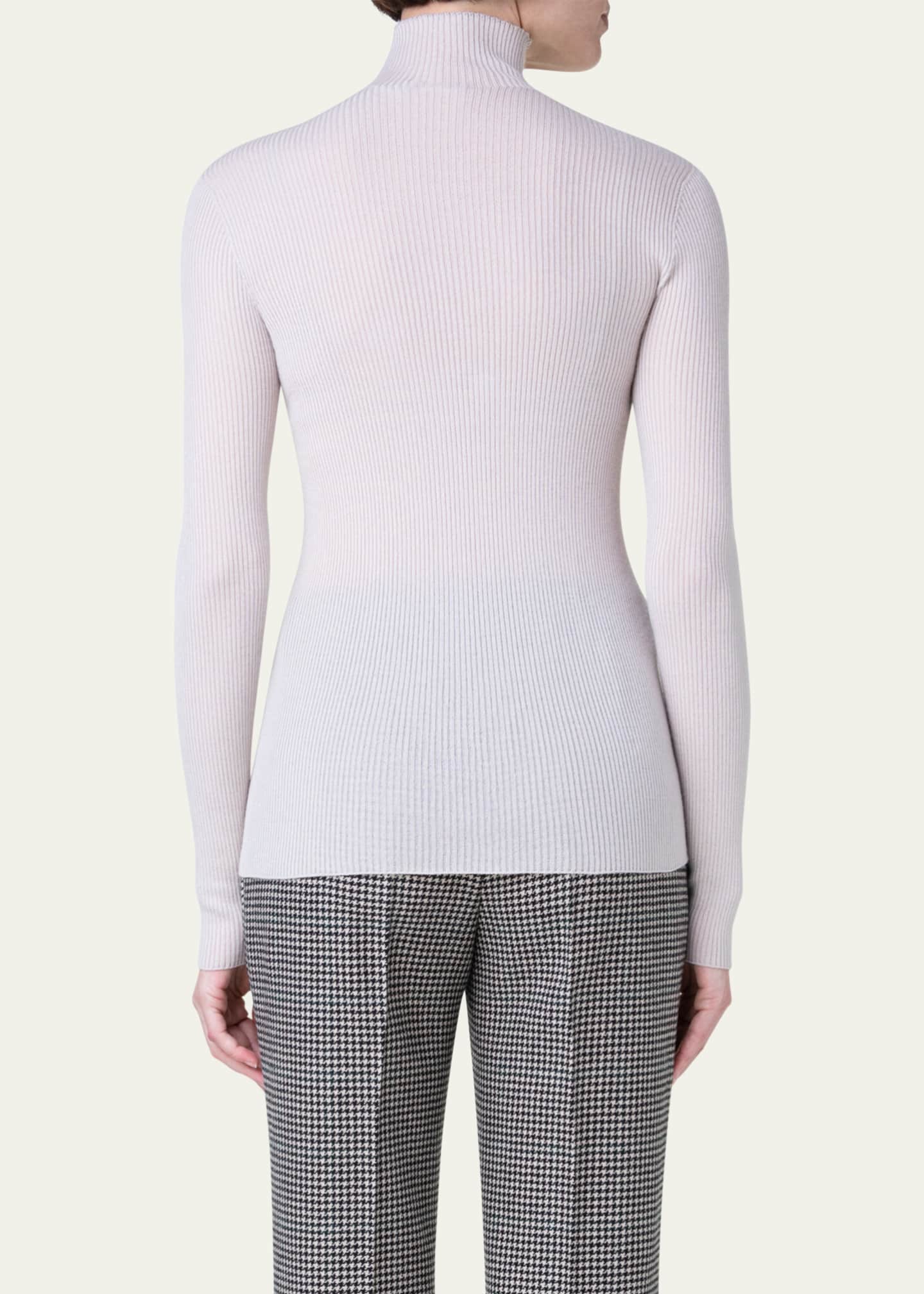 Akris Cashmere-Silk Fine Ribbed Knit Pullover - Bergdorf Goodman