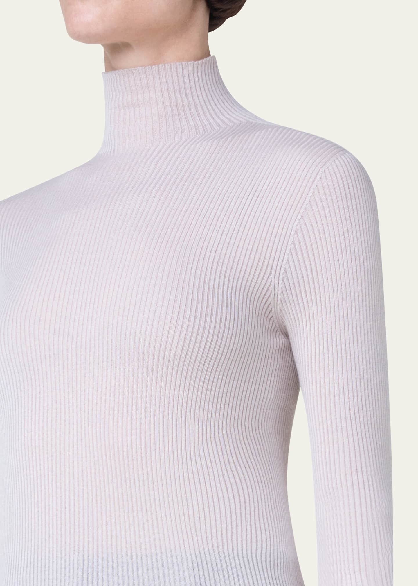 Akris Cashmere-Silk Fine Ribbed Knit Pullover - Bergdorf Goodman