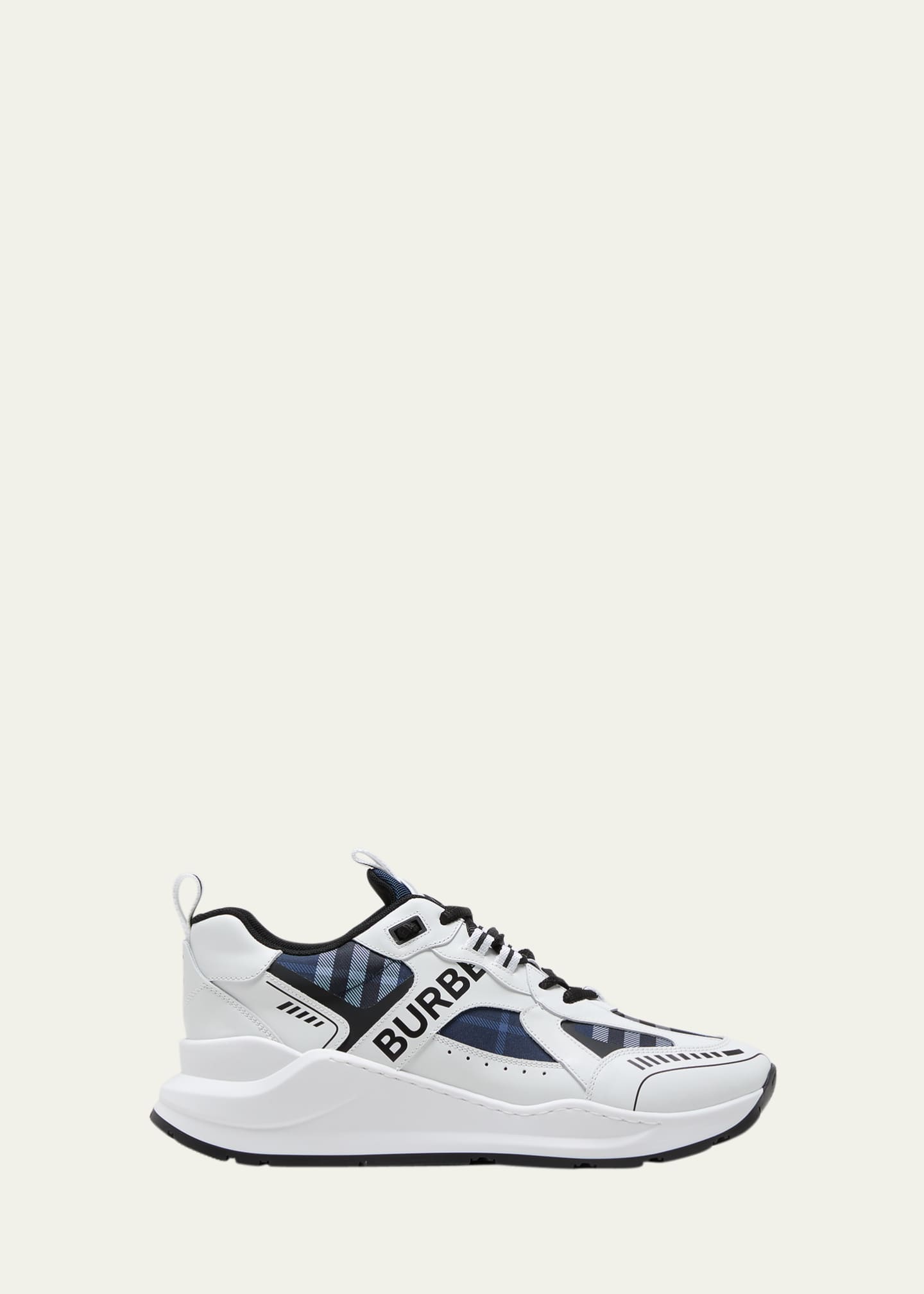 Burberry Men's Logo Leather and Check Low-Top Sneakers - Bergdorf Goodman