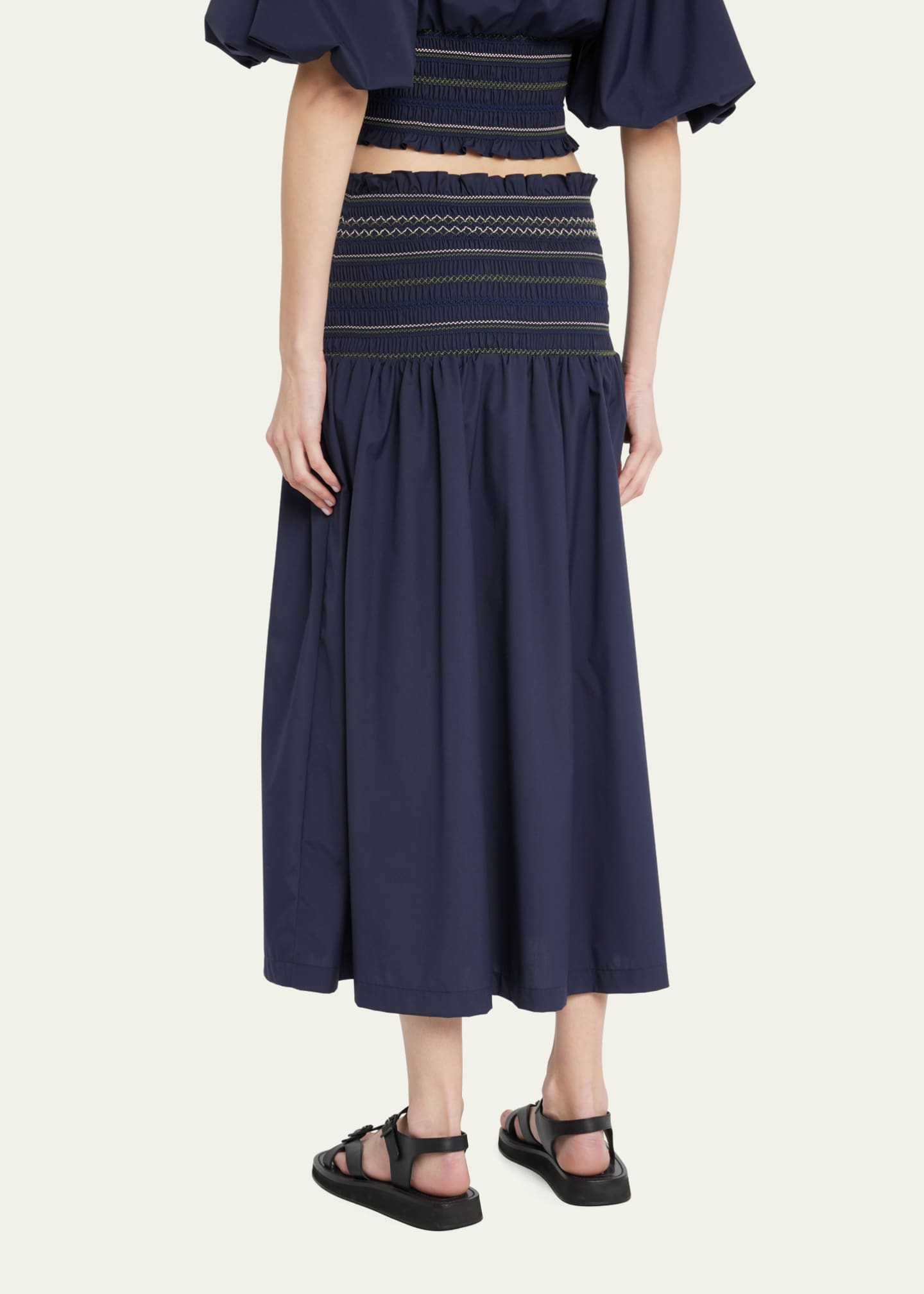 Jason Wu Smocked A-Line Midi Skirt - Bergdorf Goodman