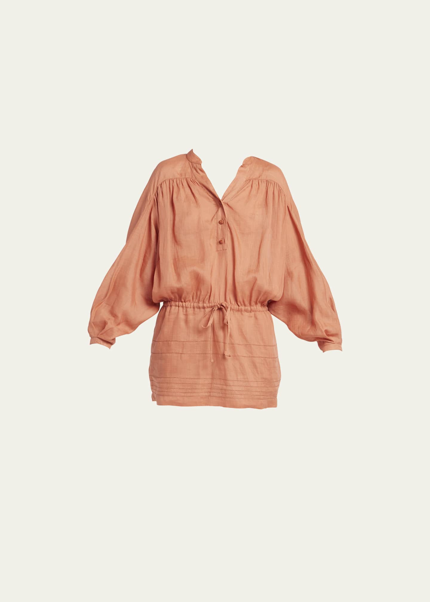 Loro Piana Brita Ramie Voile Drawstring Mini Dress - Bergdorf Goodman