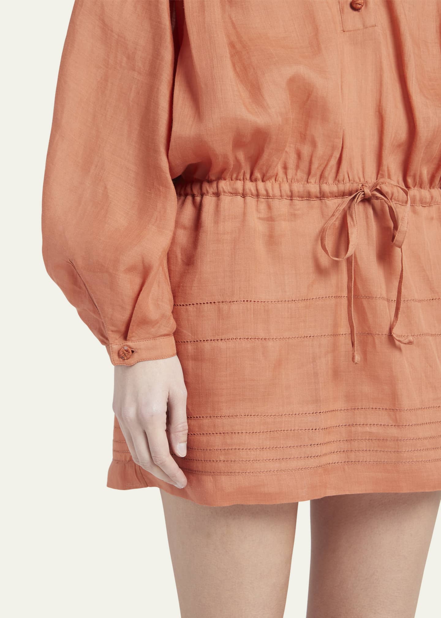 Loro Piana Brita Ramie Voile Drawstring Mini Dress - Bergdorf Goodman