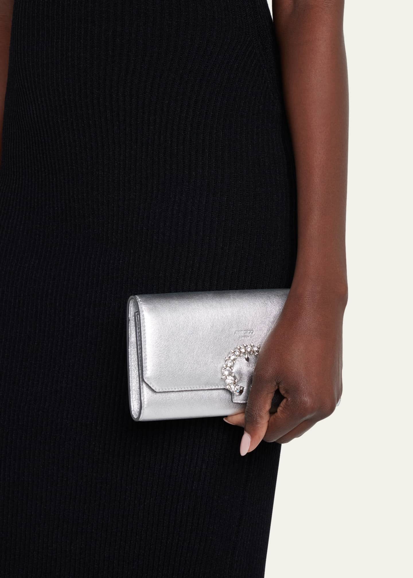 Jimmy Choo Madeline Mini Metallic Crystal Wallet with Chain - Bergdorf ...