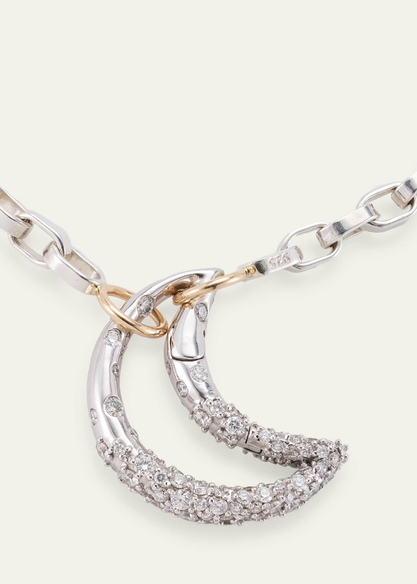 Marla Aaron Diamond Dipped Crescent Moonlock in 18K White Gold ...