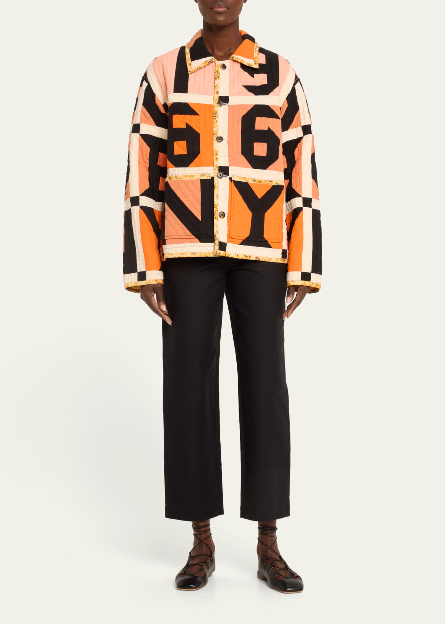 Bode Letter Block Quilted Printed Cotton Jacket - Bergdorf Goodman