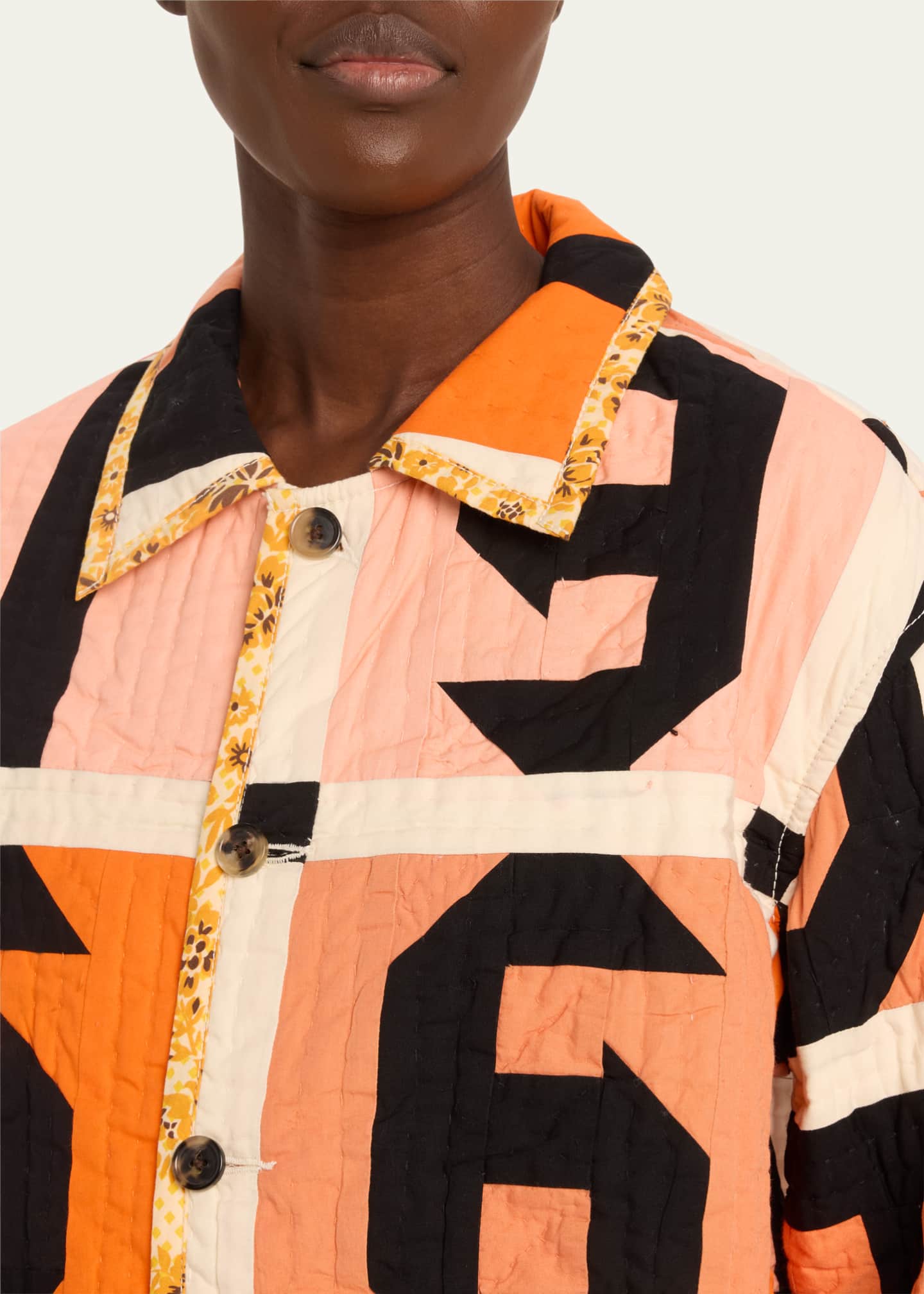 Bode Letter Block Quilted Printed Cotton Jacket - Bergdorf Goodman