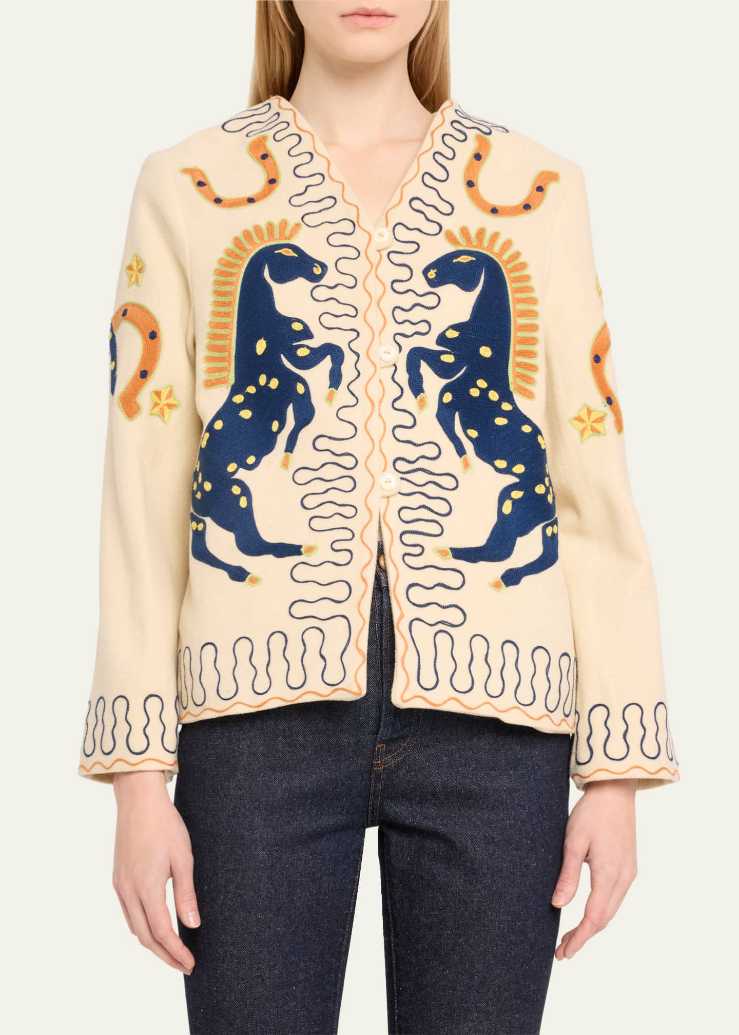 Bode Winter Stallion Stitched Wool Jacket - Bergdorf Goodman