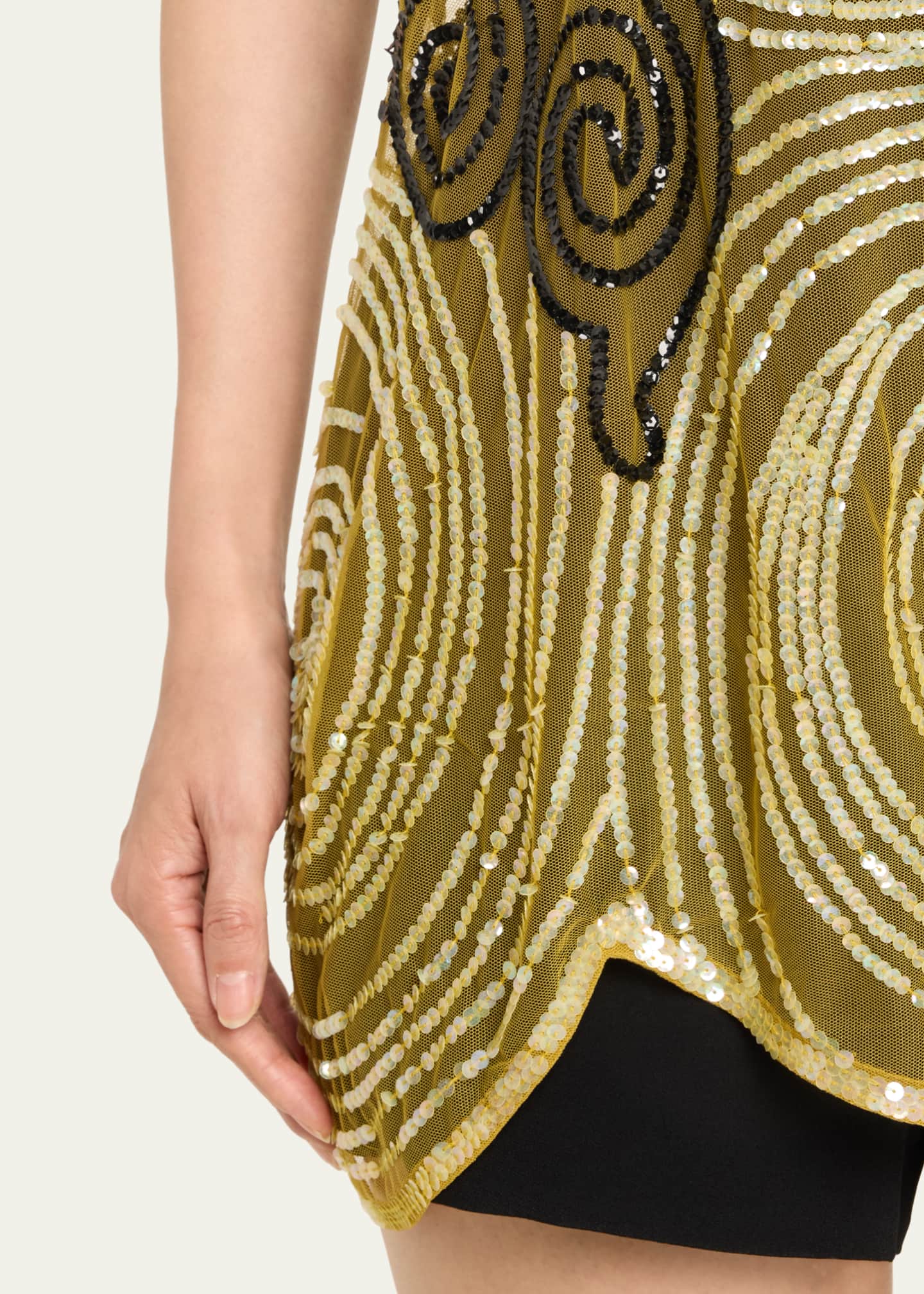 Bode Sequin Swell Beaded Swirl Mesh Scallop Tunic - Bergdorf Goodman