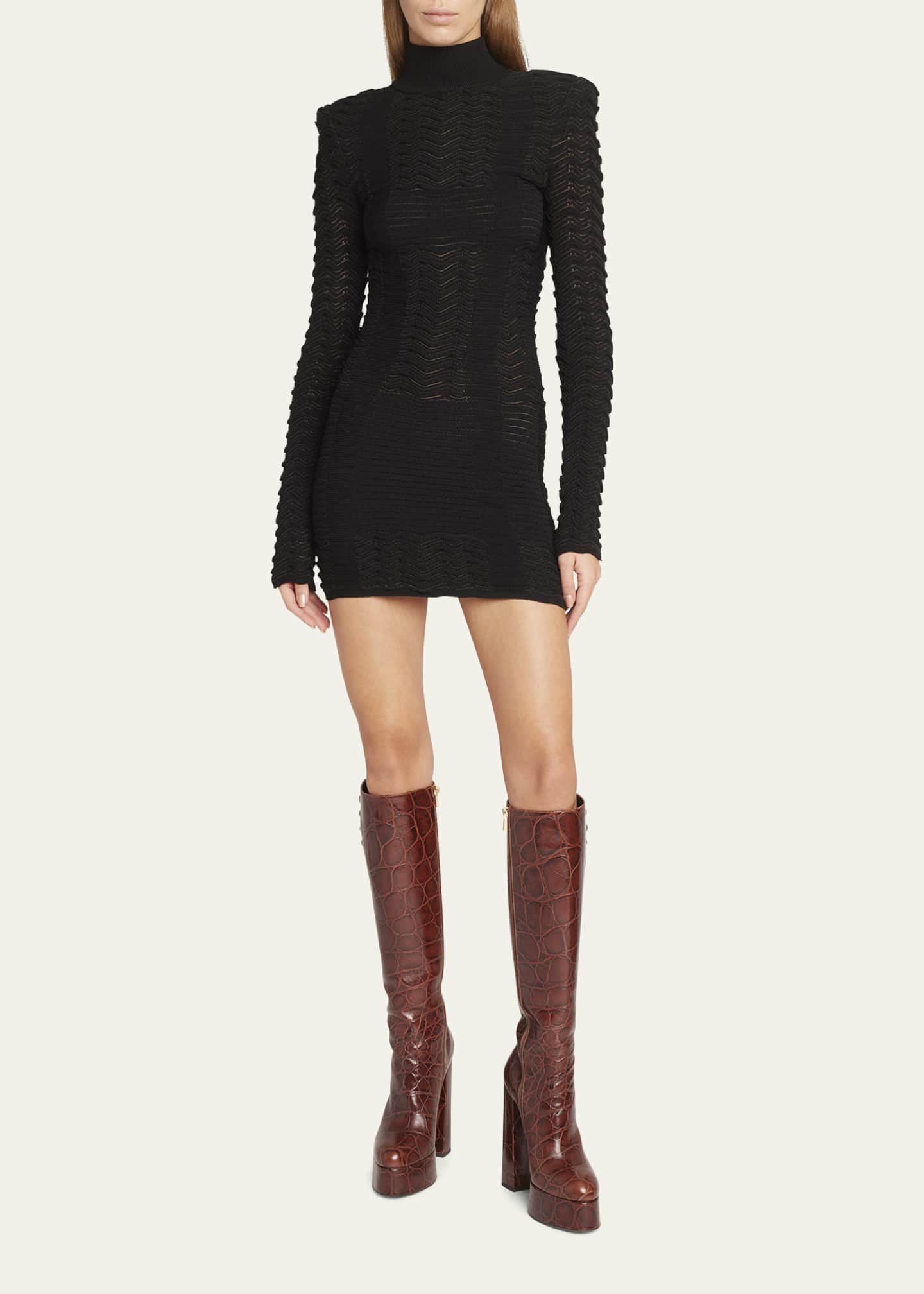 Balmain Chevron Body-Con Mini Dress - Bergdorf Goodman