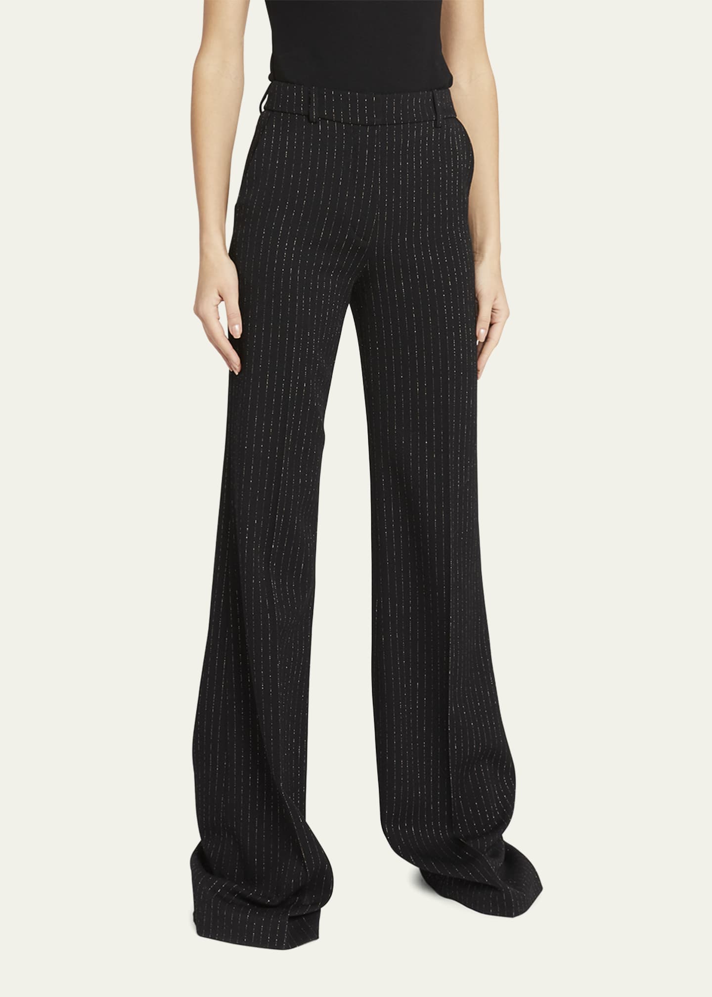 Balmain Metallic Pinstripe Straight-Leg Pants - Bergdorf Goodman