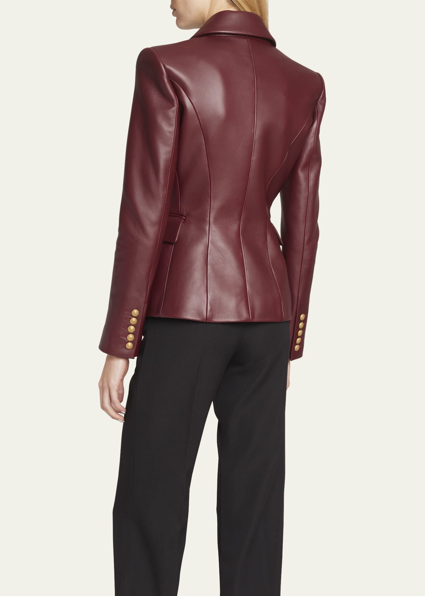 Balmain 6 Btn Dtl Leather Blazer Jacket - Bergdorf Goodman