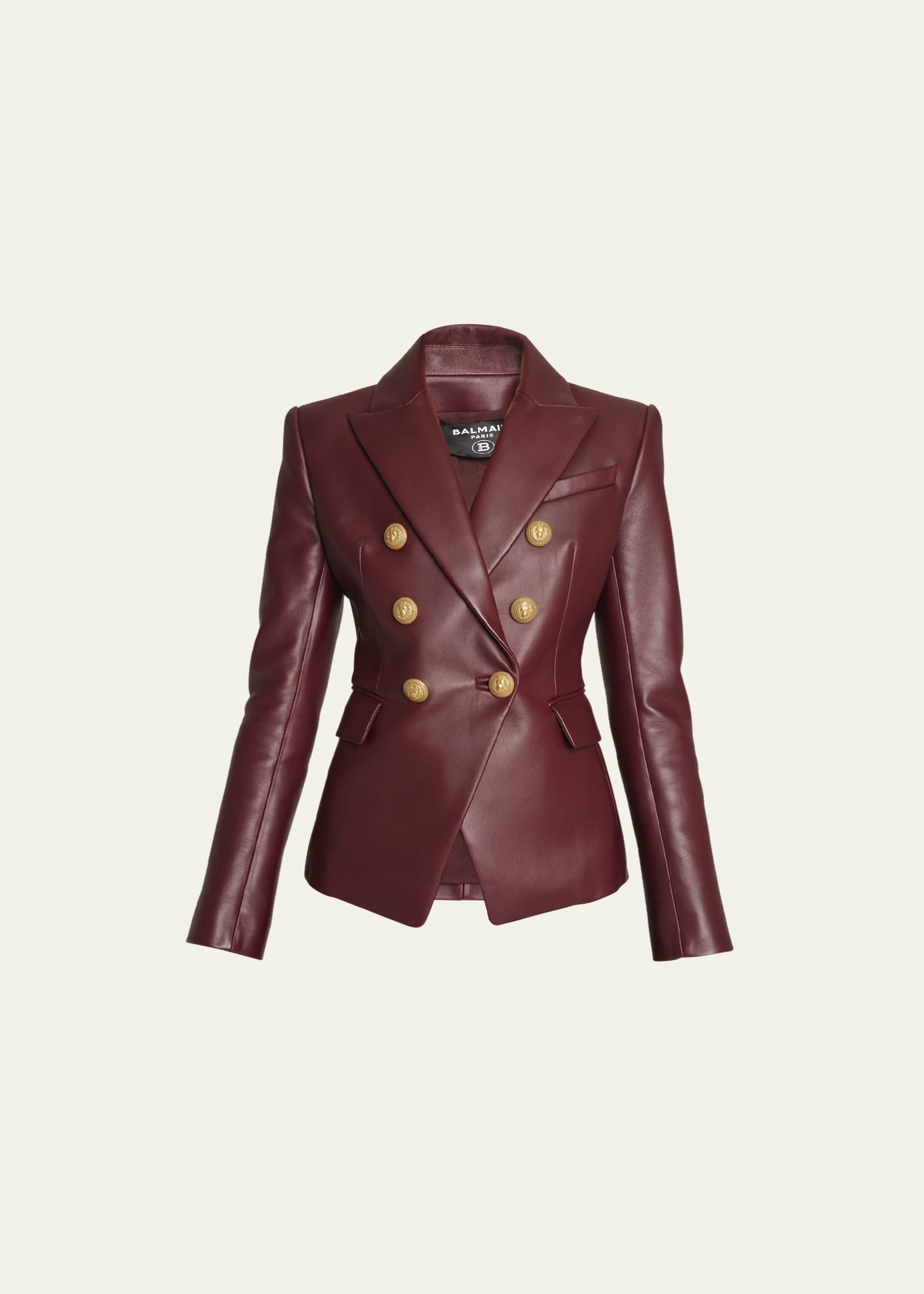 Balmain 6 Btn Dtl Leather Blazer Jacket - Bergdorf Goodman