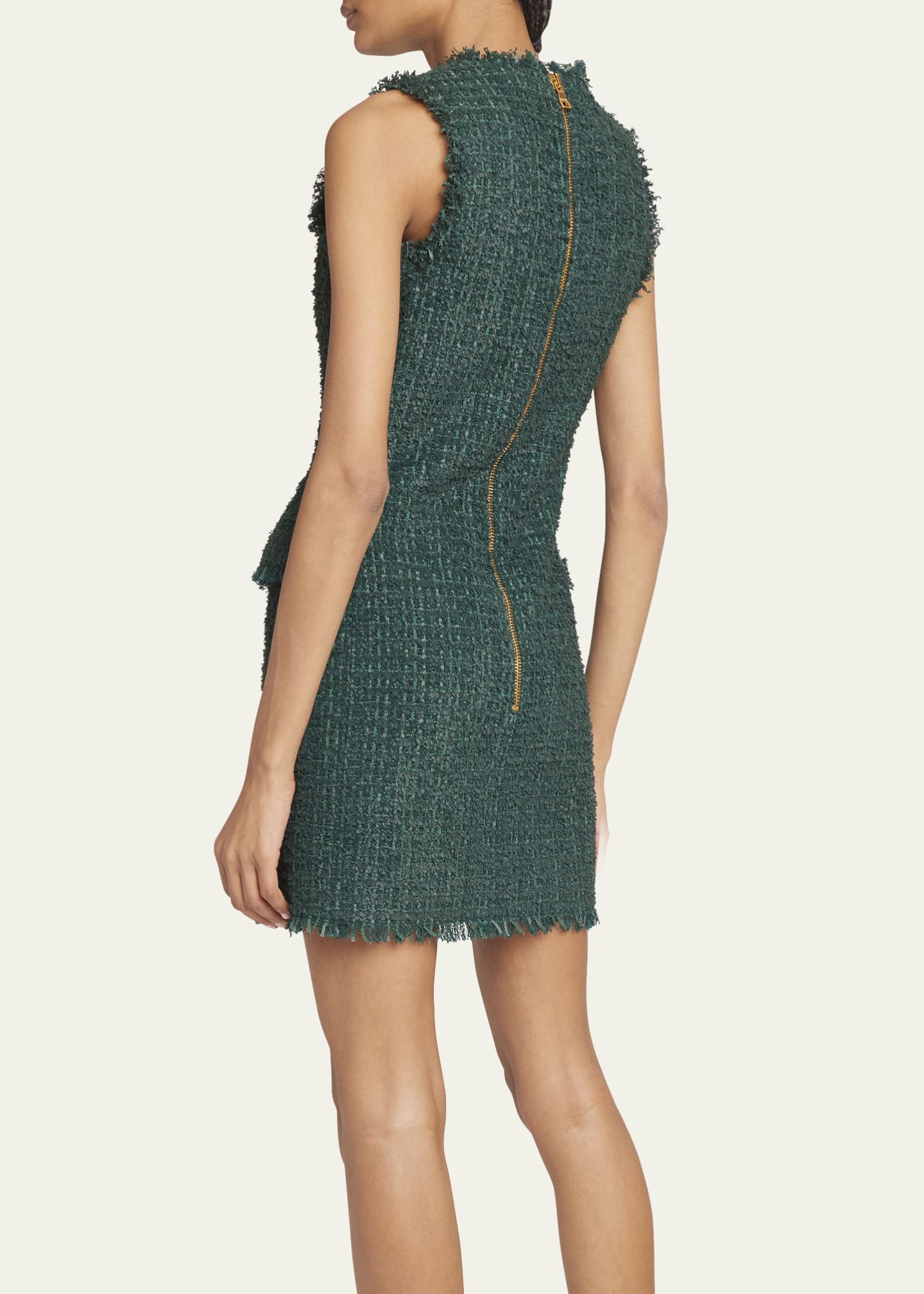 Balmain 6-Button Tweed Mini Dress - Bergdorf Goodman