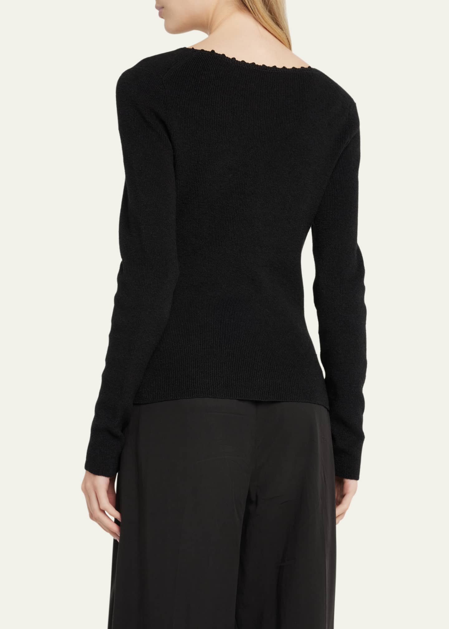 Vince Crochet-Trim Ribbed Knit Cardigan Sweater - Bergdorf Goodman